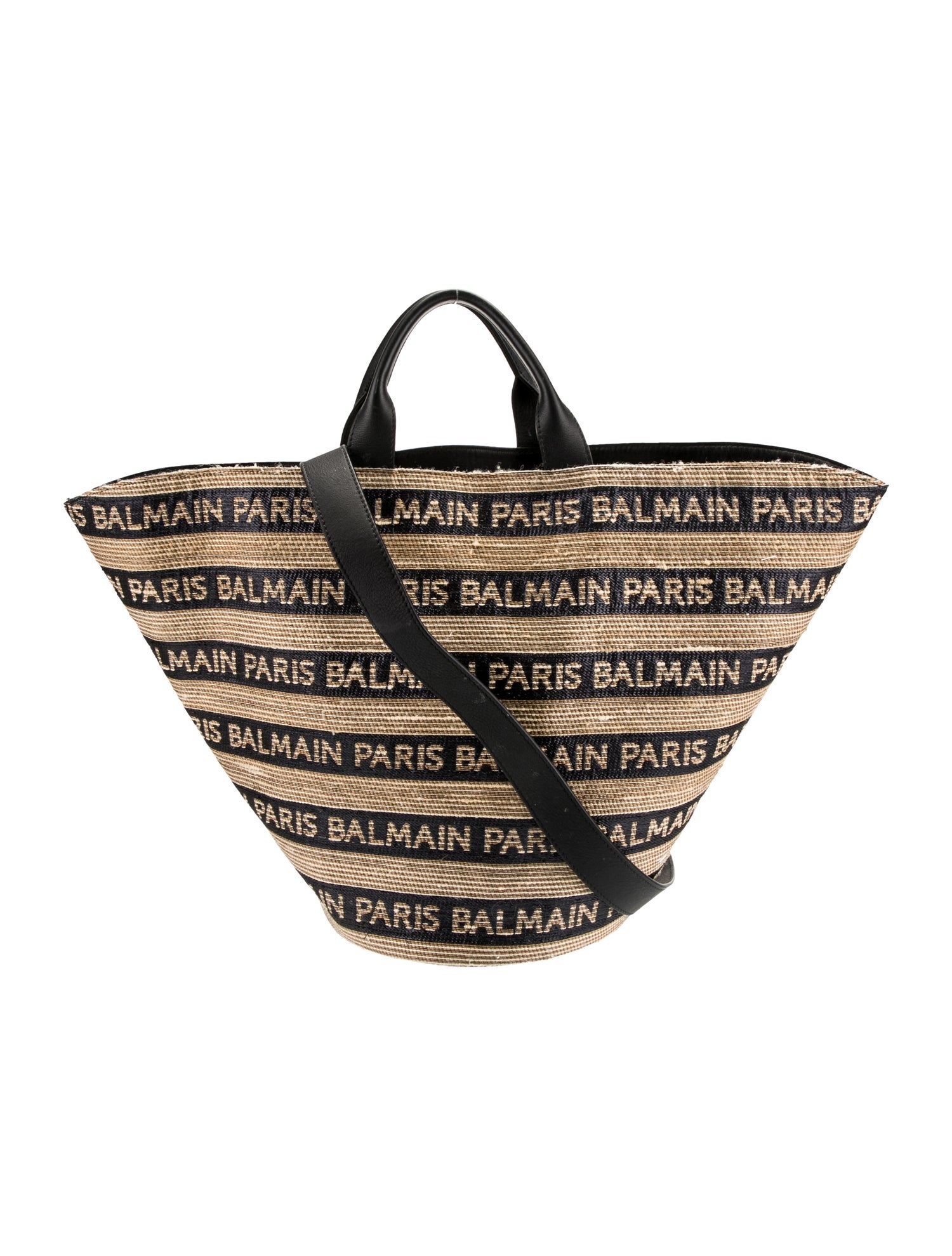 Balmain Raffia Basket Logo Tote - Neutrals Totes, Handbags - BAM85164 ...