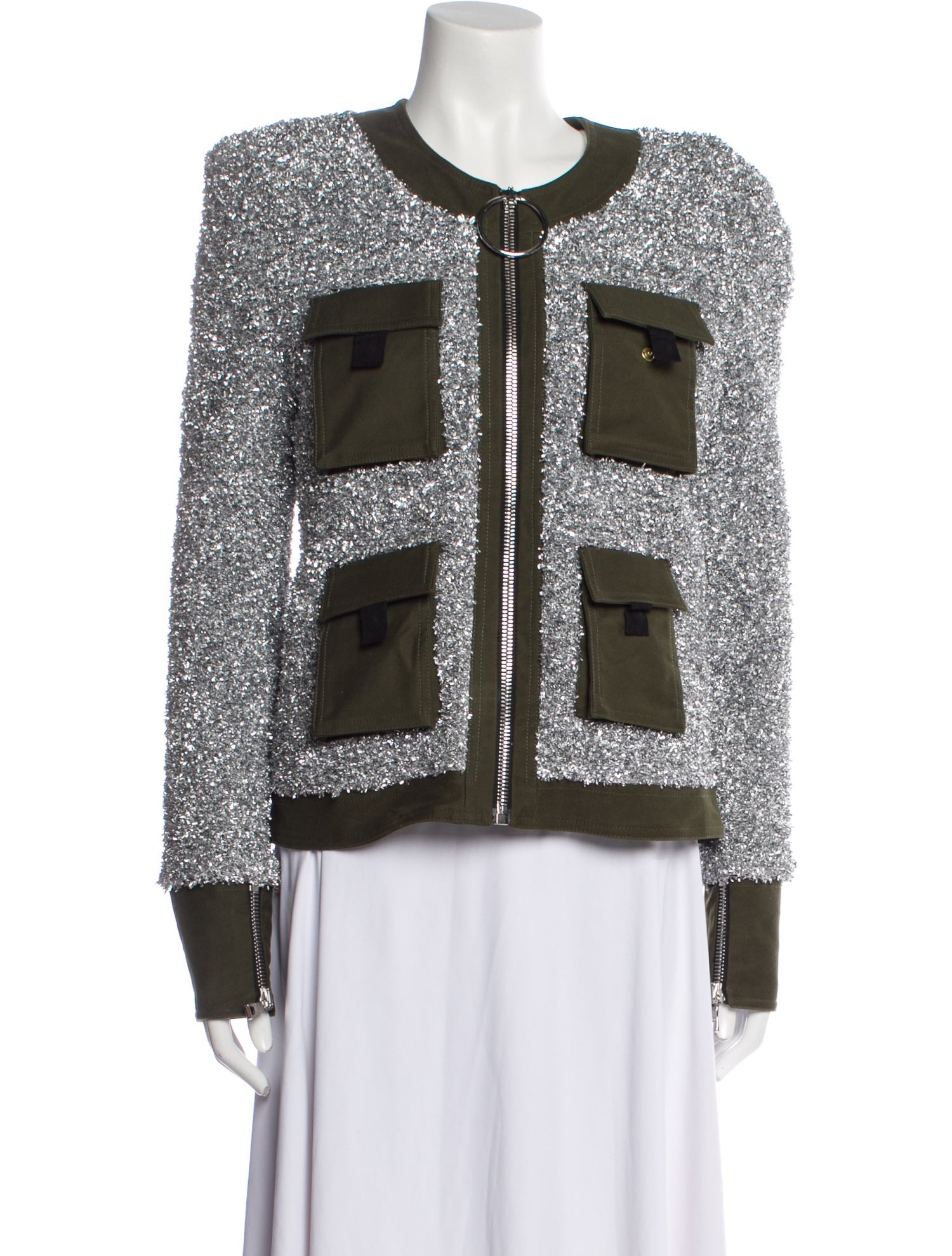 Balmain Tweed Pattern Evening Jacket - Green Jackets, Clothing ...
