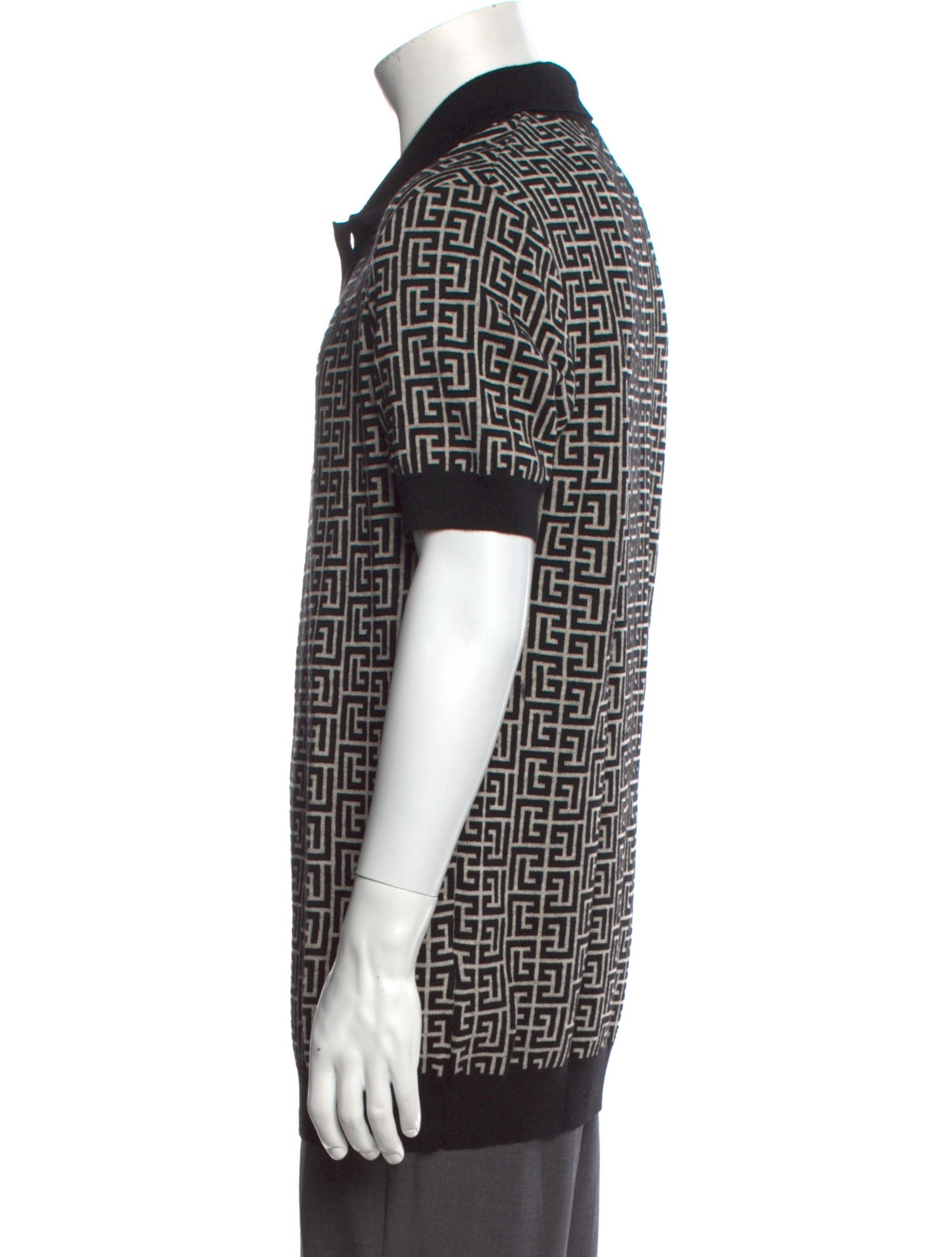 Balmain Printed Collar Polo Shirt - Black Polos, Clothing - BAM87789 ...