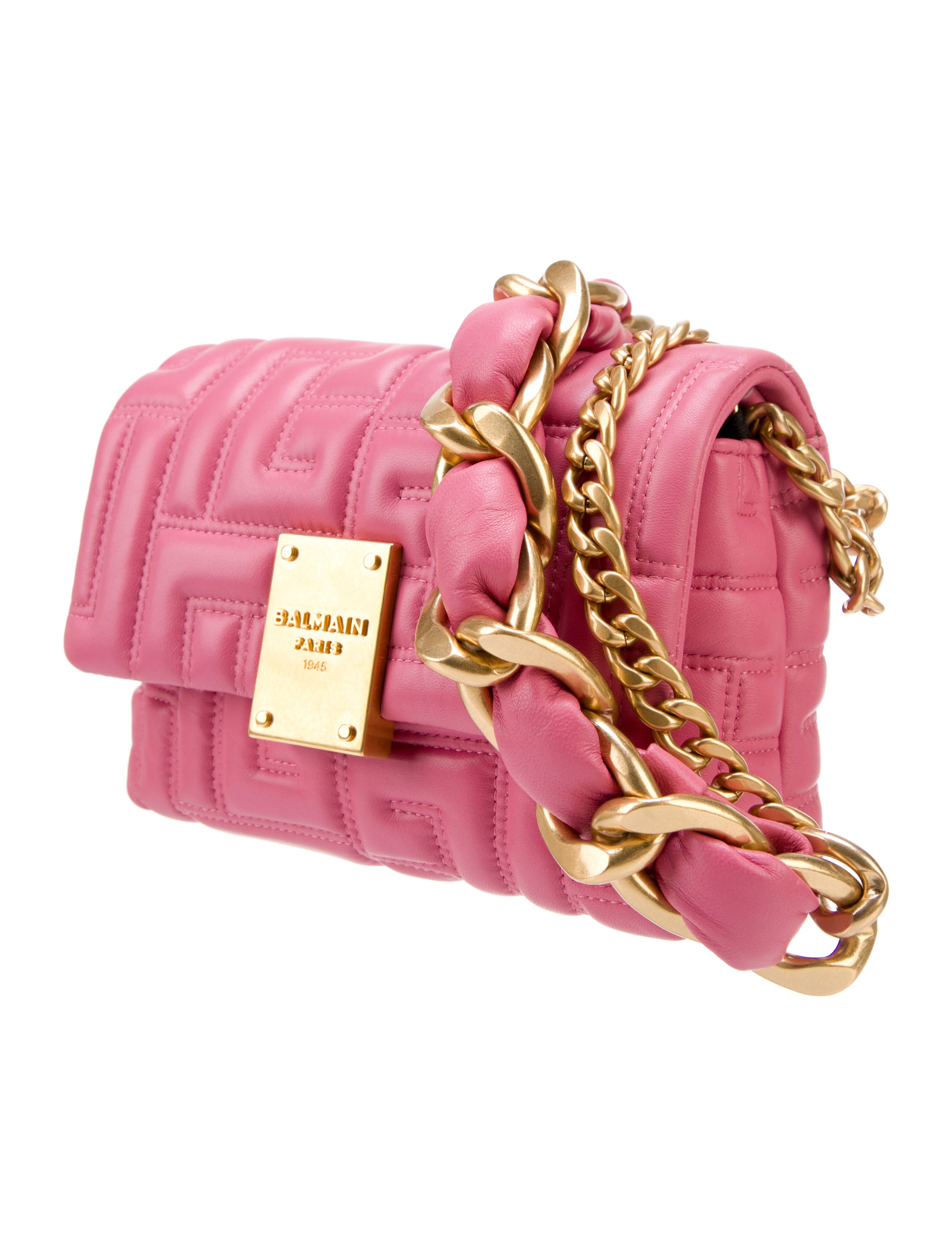 Balmain Quilted Leather Crossbody Bag - Pink Crossbody Bags, Handbags ...