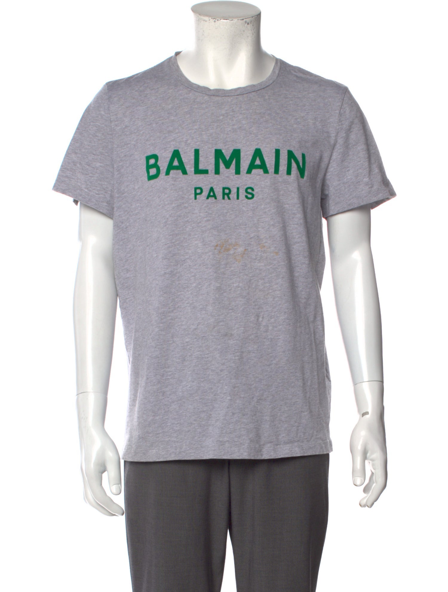 Balmain Graphic Print Crew Neck T-Shirt - Grey T-Shirts, Clothing ...