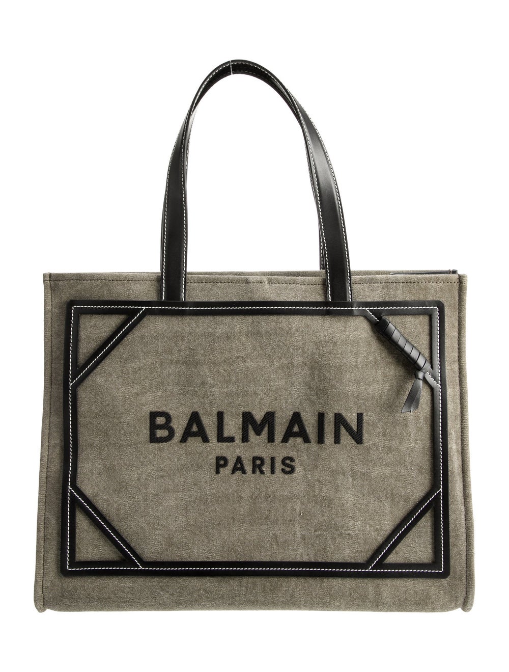 Balmain Canvas Logo Tote - Green Totes, Handbags - BAM87982 | The RealReal