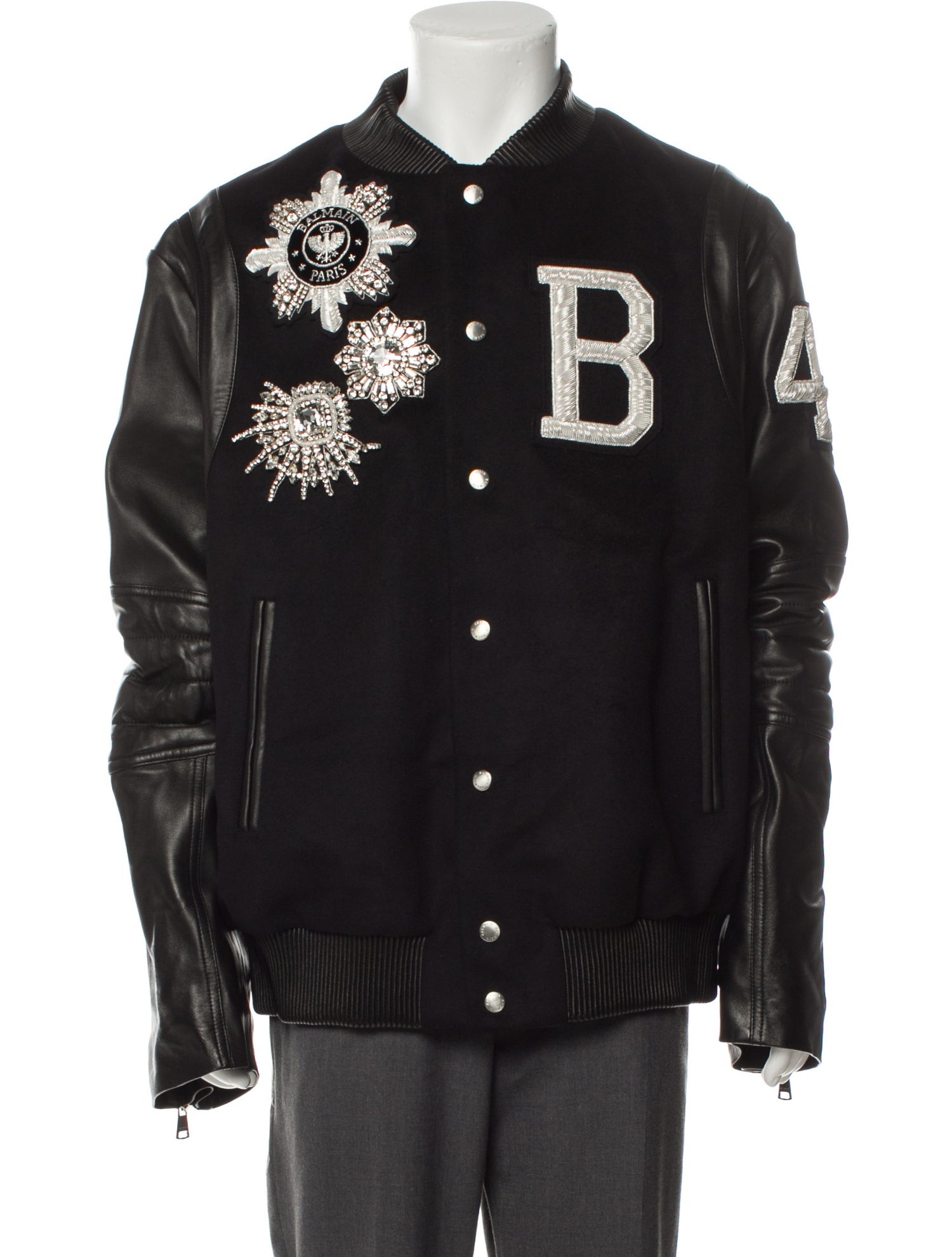 Balmain Graphic Print Varsity Jacket w/ Tags - Black Outerwear ...