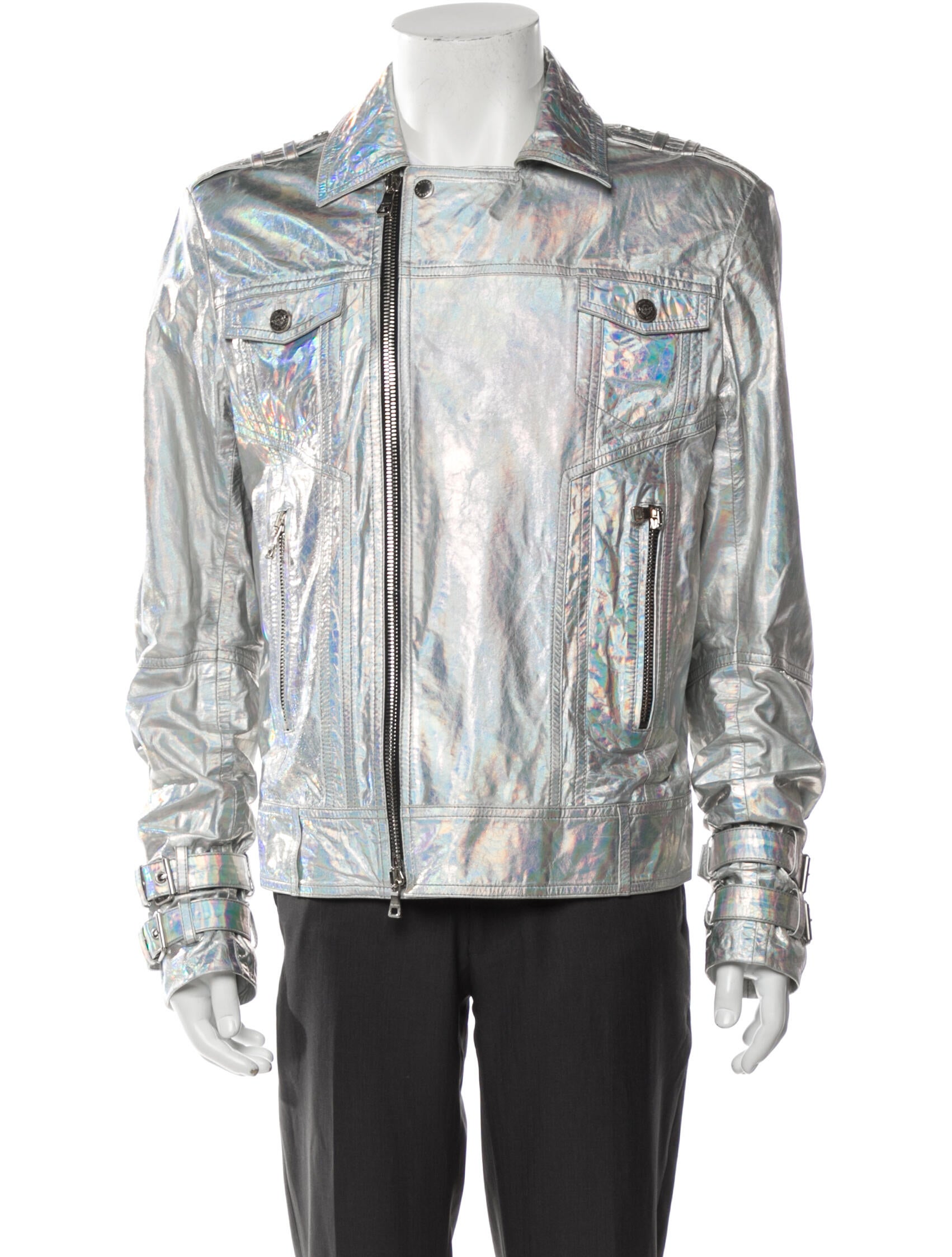 Balmain Lambskin Moto Jacket - Metallic Outerwear, Clothing - BAM89988 ...