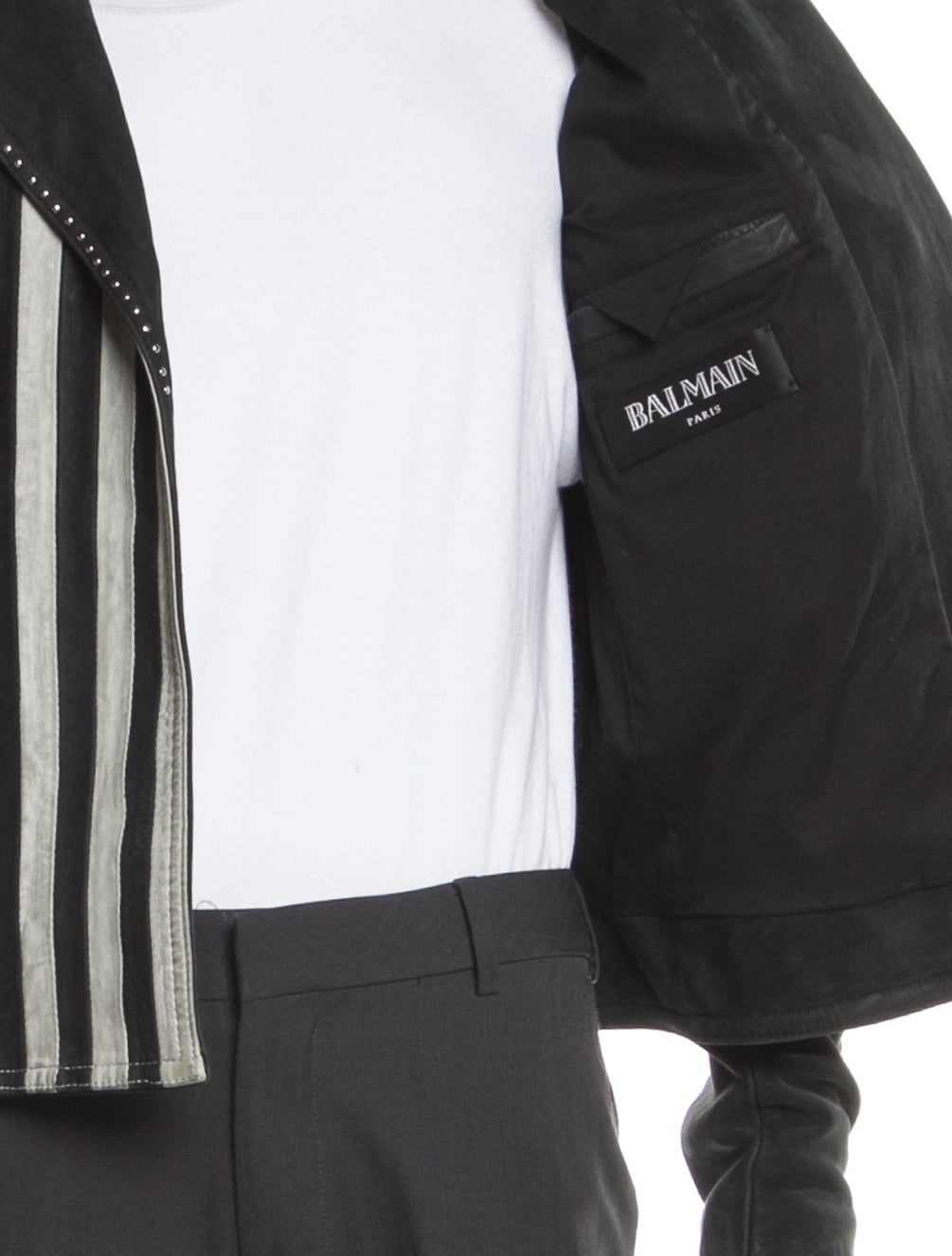 Balmain Leather Printed Moto Jacket - Black Outerwear, Clothing ...