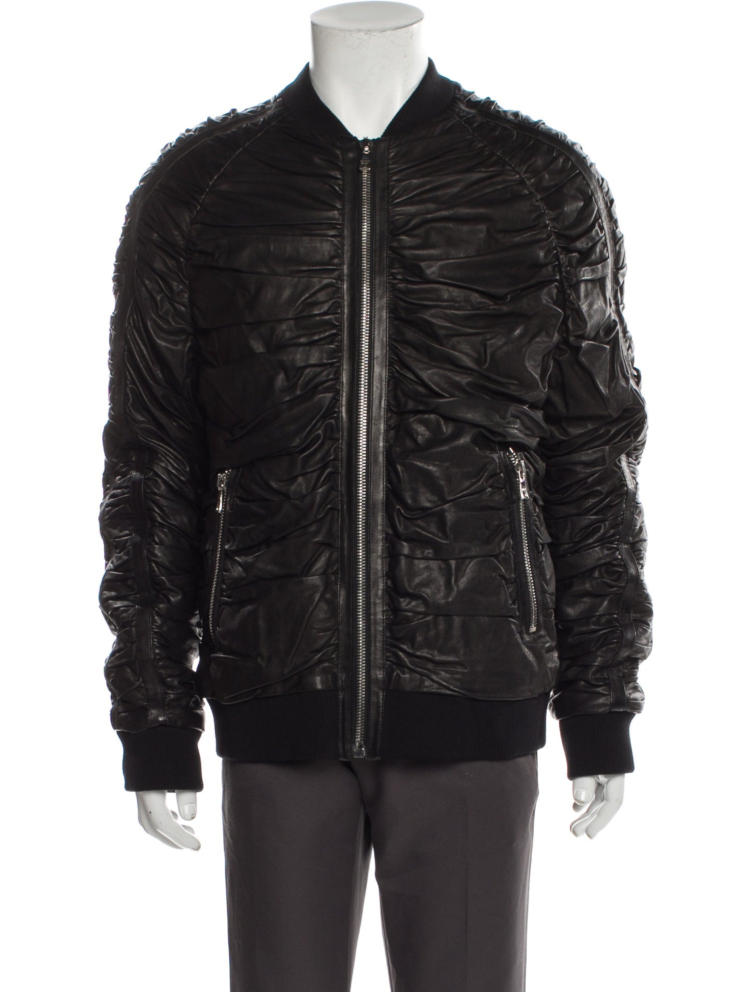 Balmain Lambskin Bomber Jacket - Black Outerwear, Clothing - BAM90354 ...