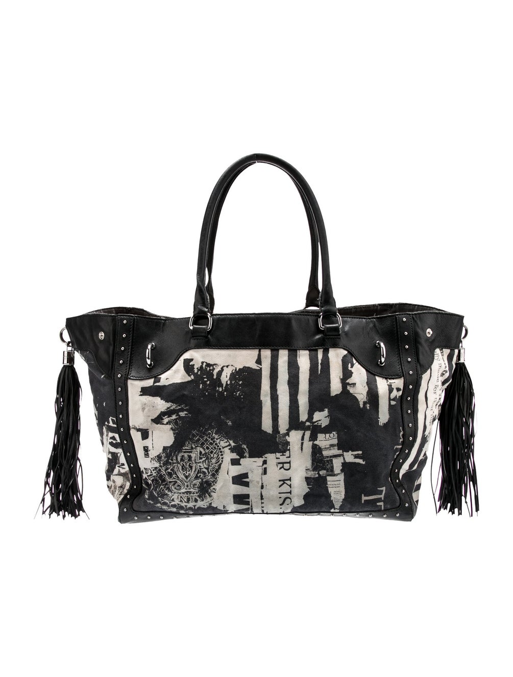 Balmain Canvas Leather-Trim Tote - Black Totes, Handbags - BAM92580 ...