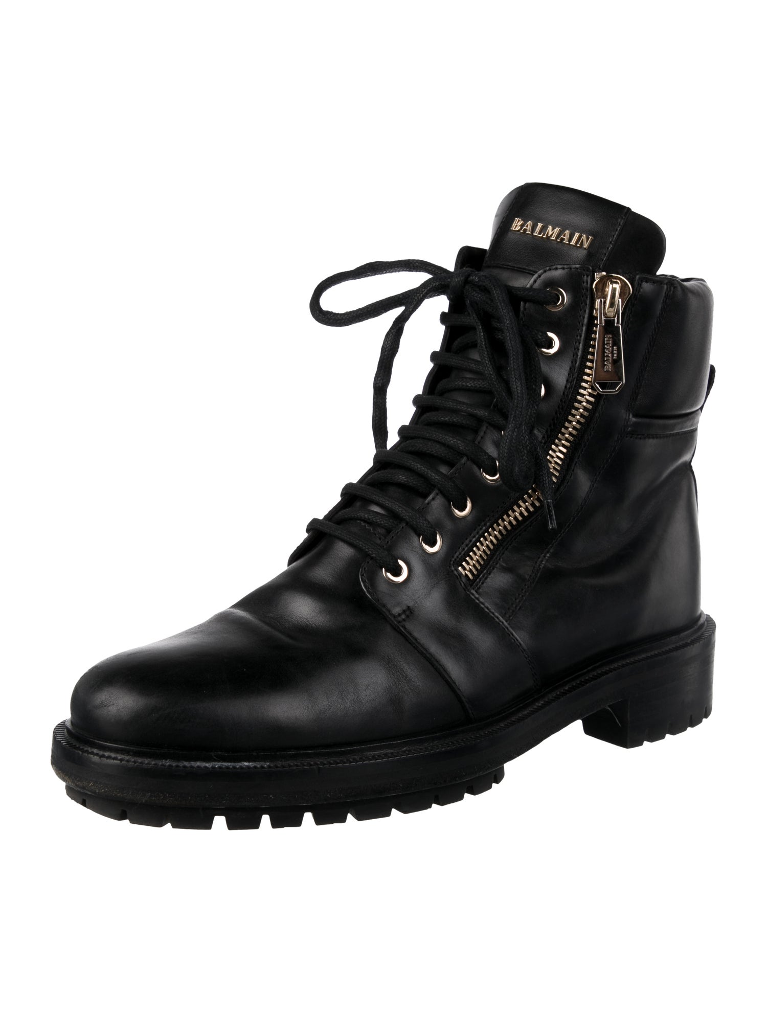 Balmain Leather Combat Boots - Black Boots, Shoes - BAM92877 | The RealReal