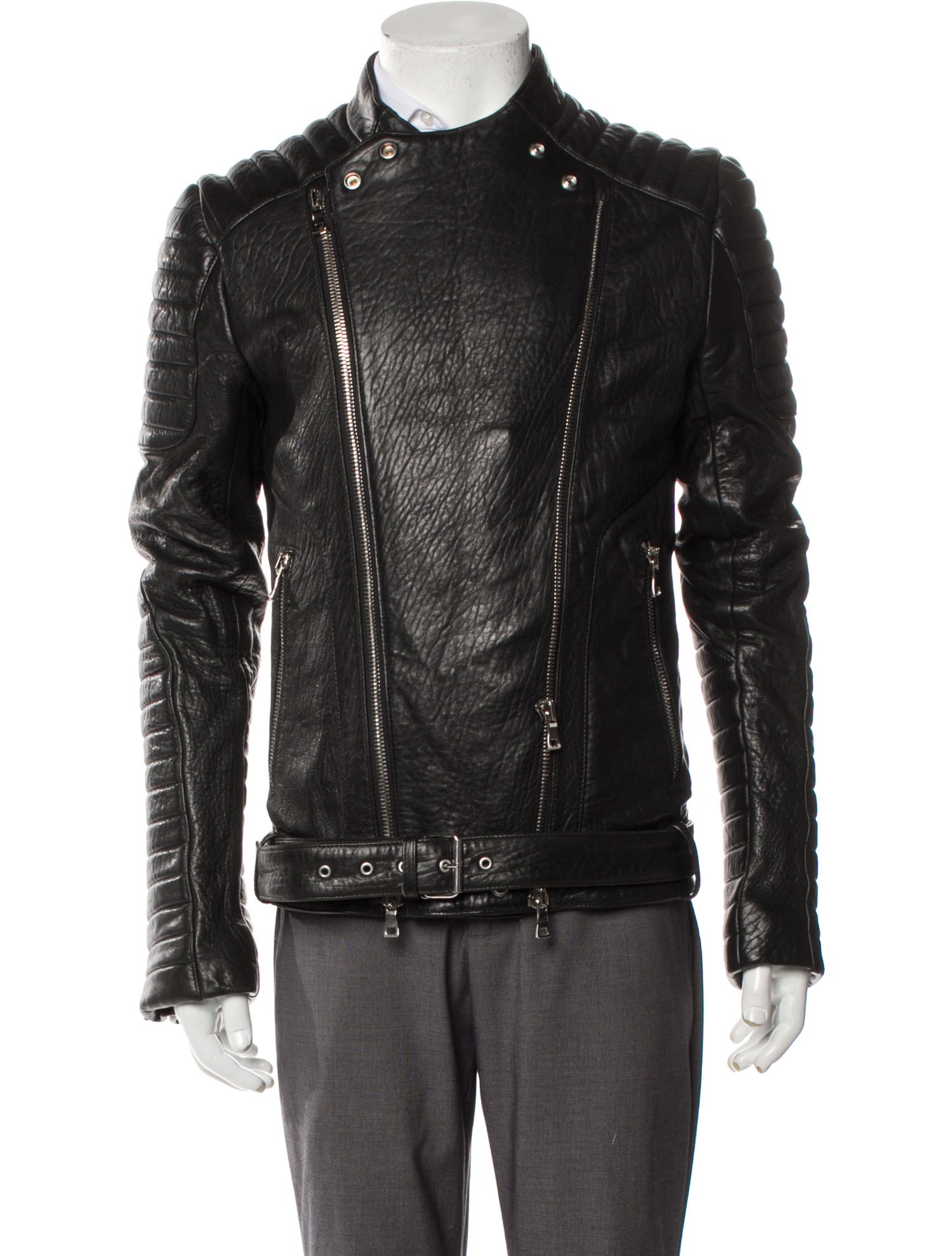 Balmain Lambskin Moto Jacket - Black Outerwear, Clothing - BAM94366 ...
