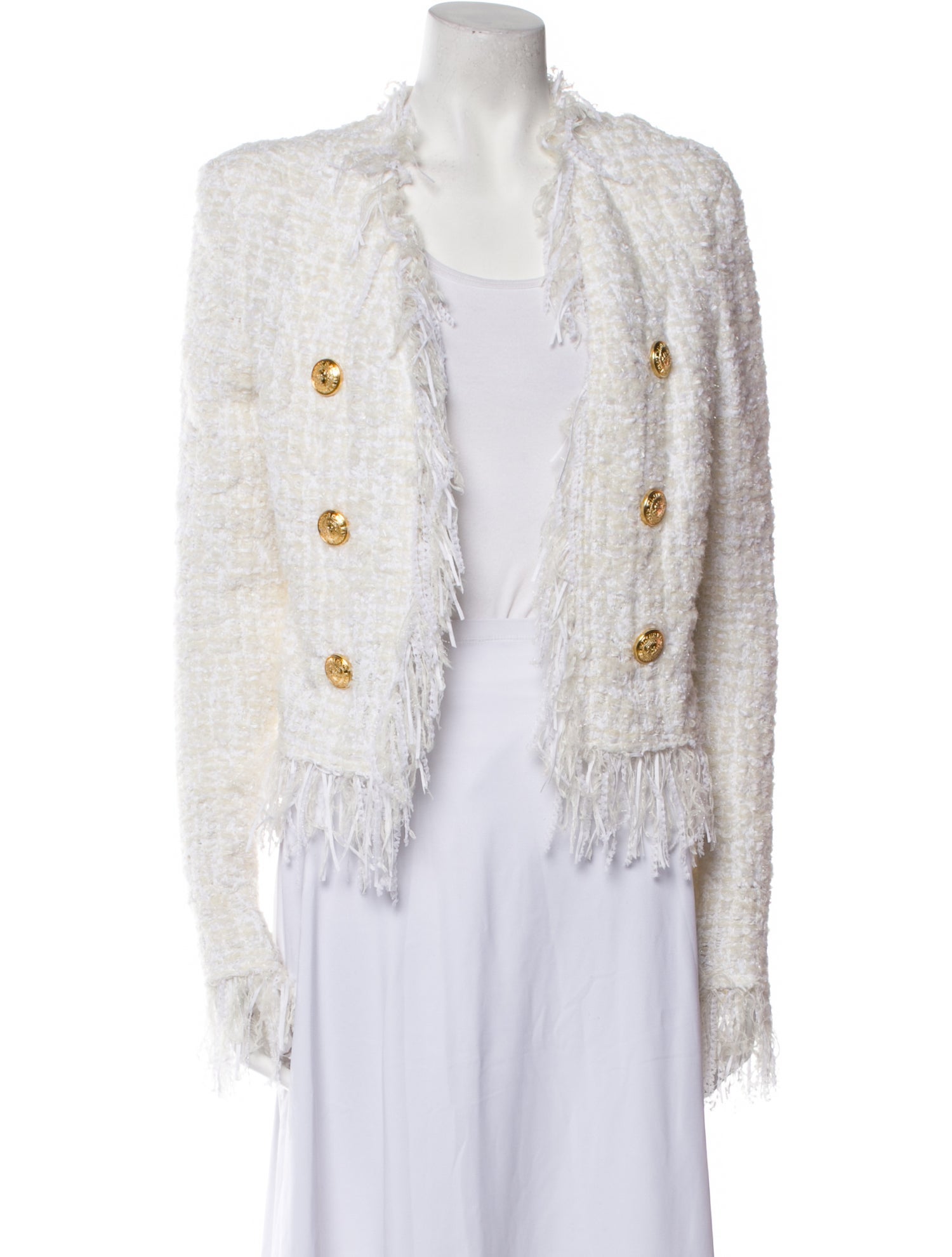 Balmain Tweed Pattern Jacket - Metallic Jackets, Clothing - BAM96155 ...