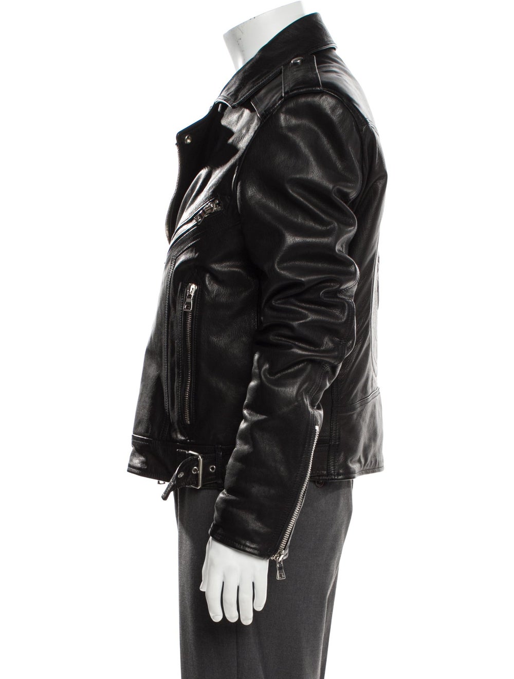 Balmain Goat Leather Moto Jacket Black Woven Lining - Gem