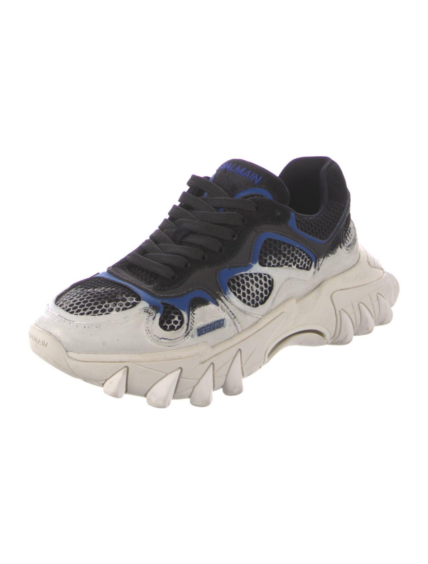 Balmain Leather Printed Chunky Sneakers - Black Sneakers, Shoes ...