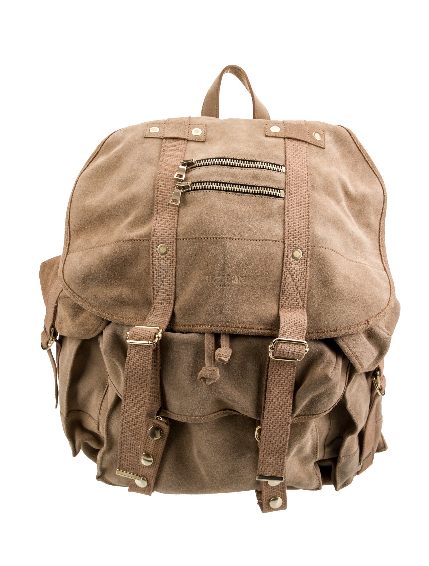 Balmain Suede Backpack - Neutrals Backpacks, Bags - BAM97320 | The RealReal