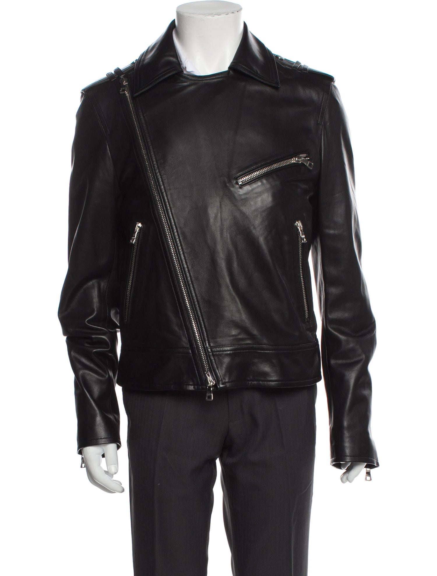 Balmain Signature Logo Lambskin Moto Jacket - Black Outerwear, Clothing ...