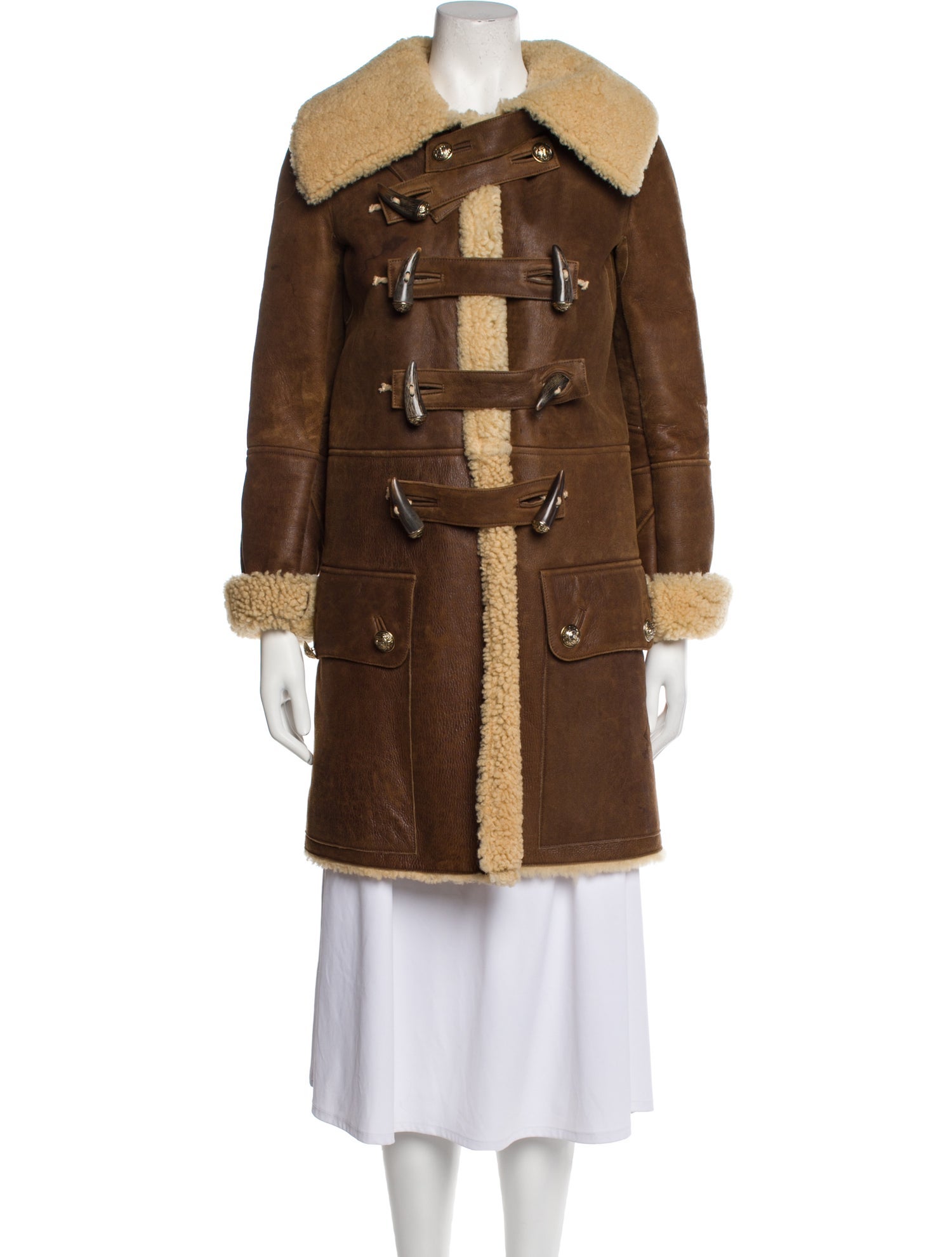 Balmain Shearling Fur Coat - Brown Coats, Clothing - BAM98288 | The ...