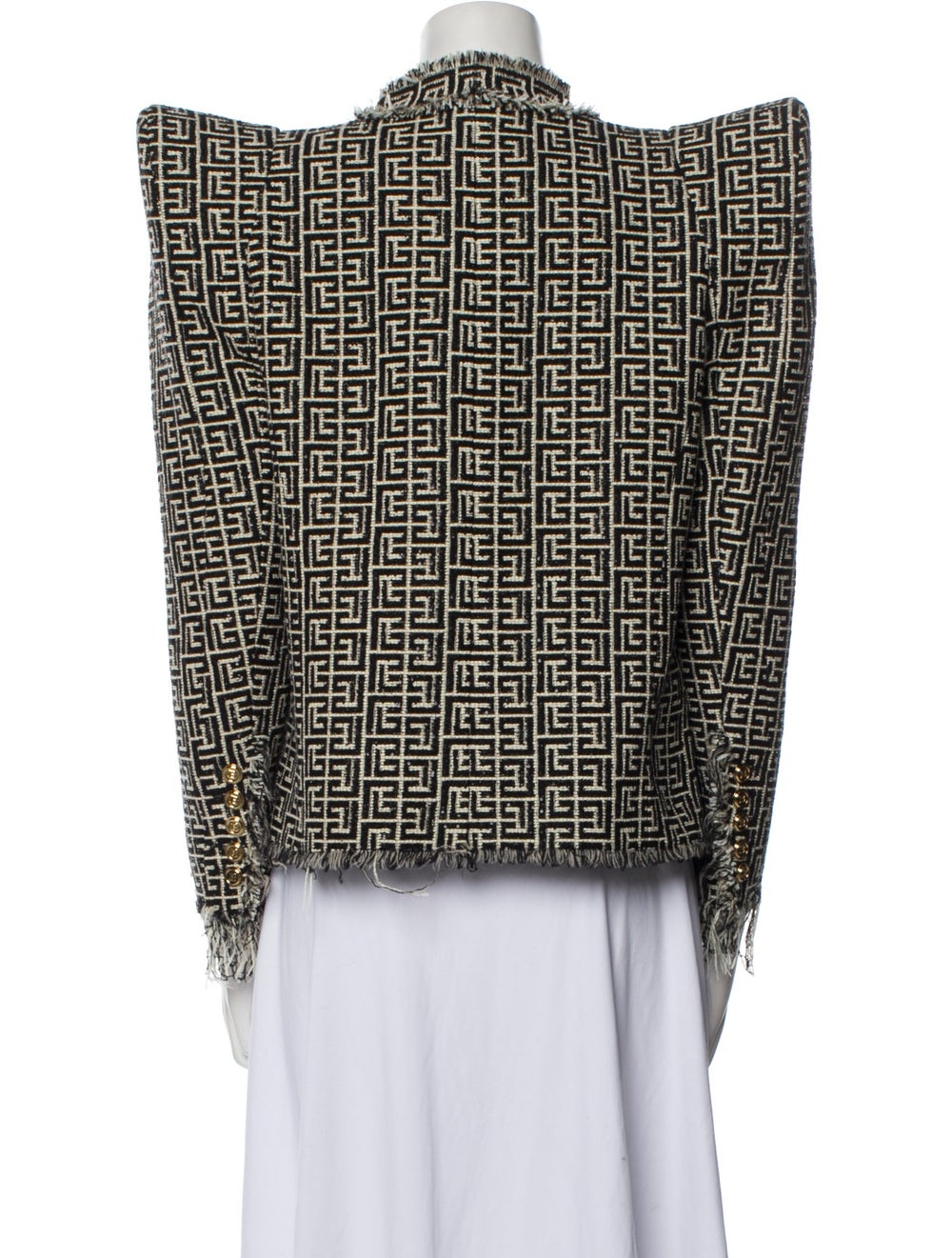 Balmain Evening Jacket Blue Tweed Pattern Fringe, Emb… - Gem