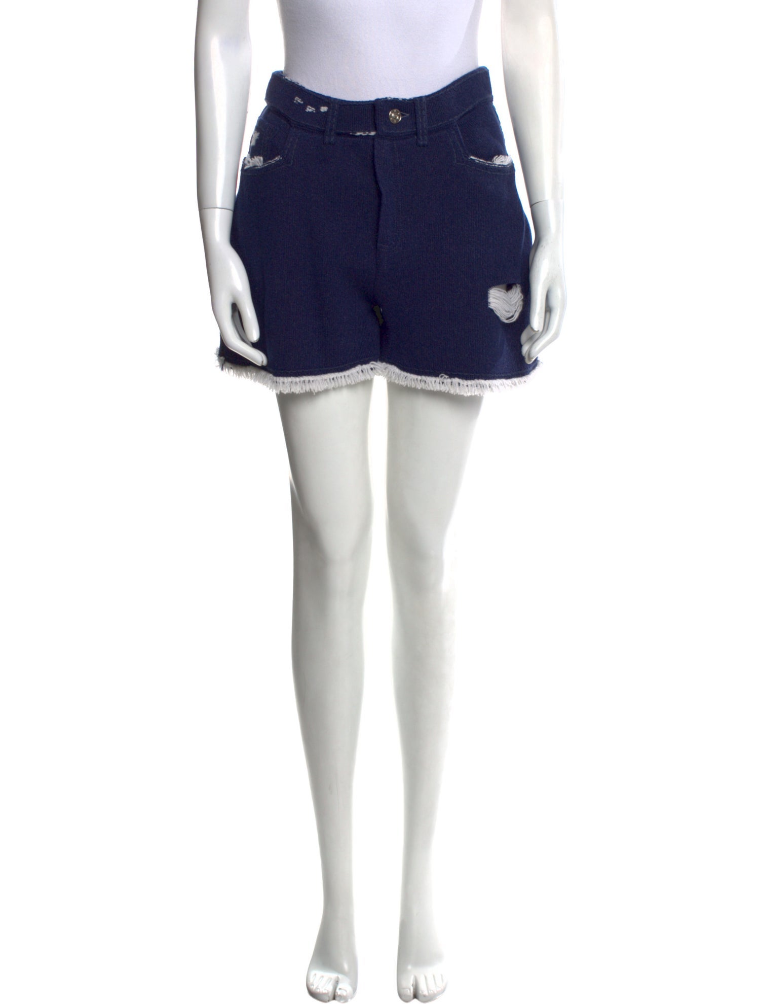 Barrie Cashmere Mini Shorts - Blue, 12.25" Rise Shorts, Clothing ...