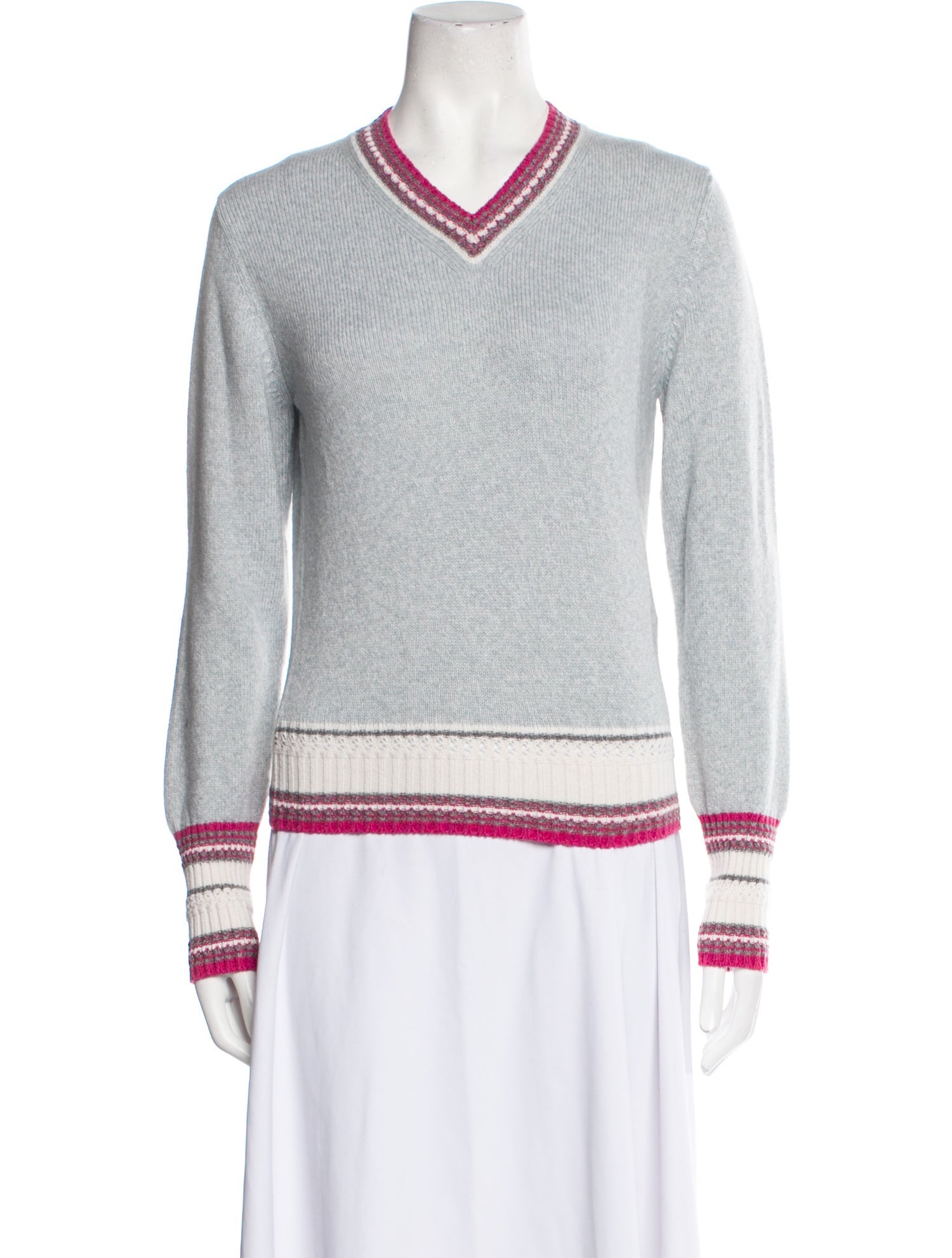 Barrie Cashmere Colorblock Pattern Sweater - Blue Knitwear, Clothing ...