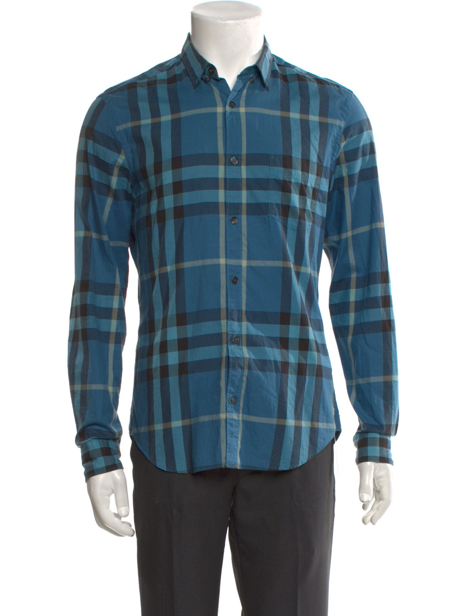 Burberry London House Check Pattern Long Sleeve Shirt - Grey Casual ...