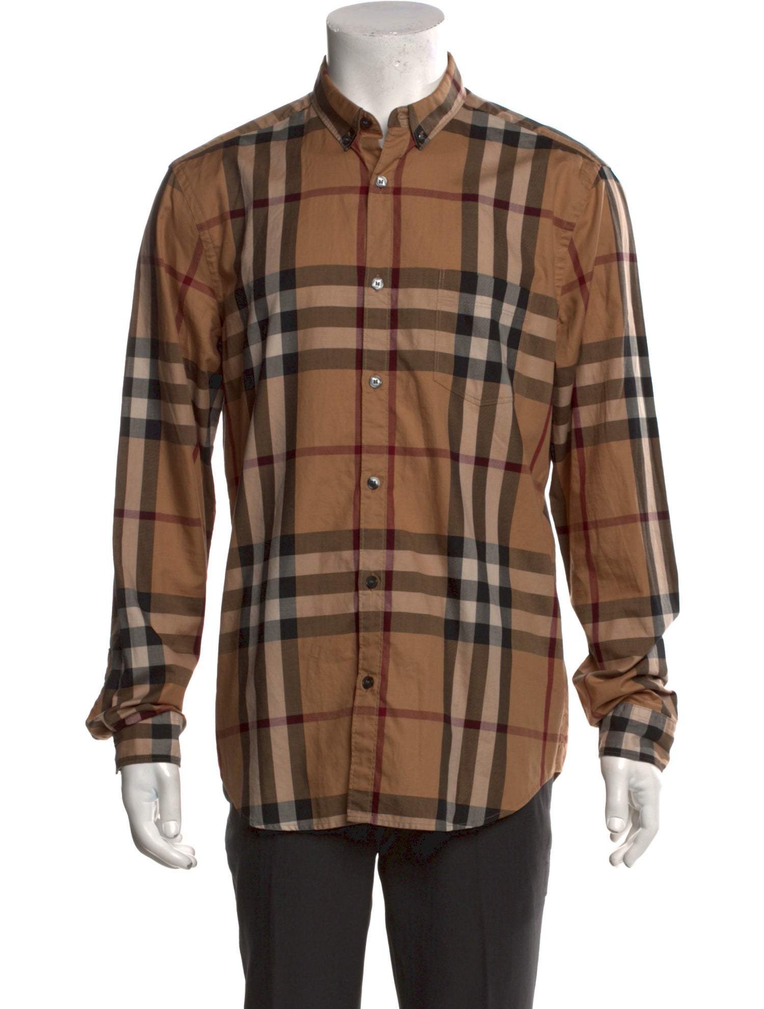 Burberry Brit Plaid Print Long Sleeve Shirt - Brown Casual Shirts ...