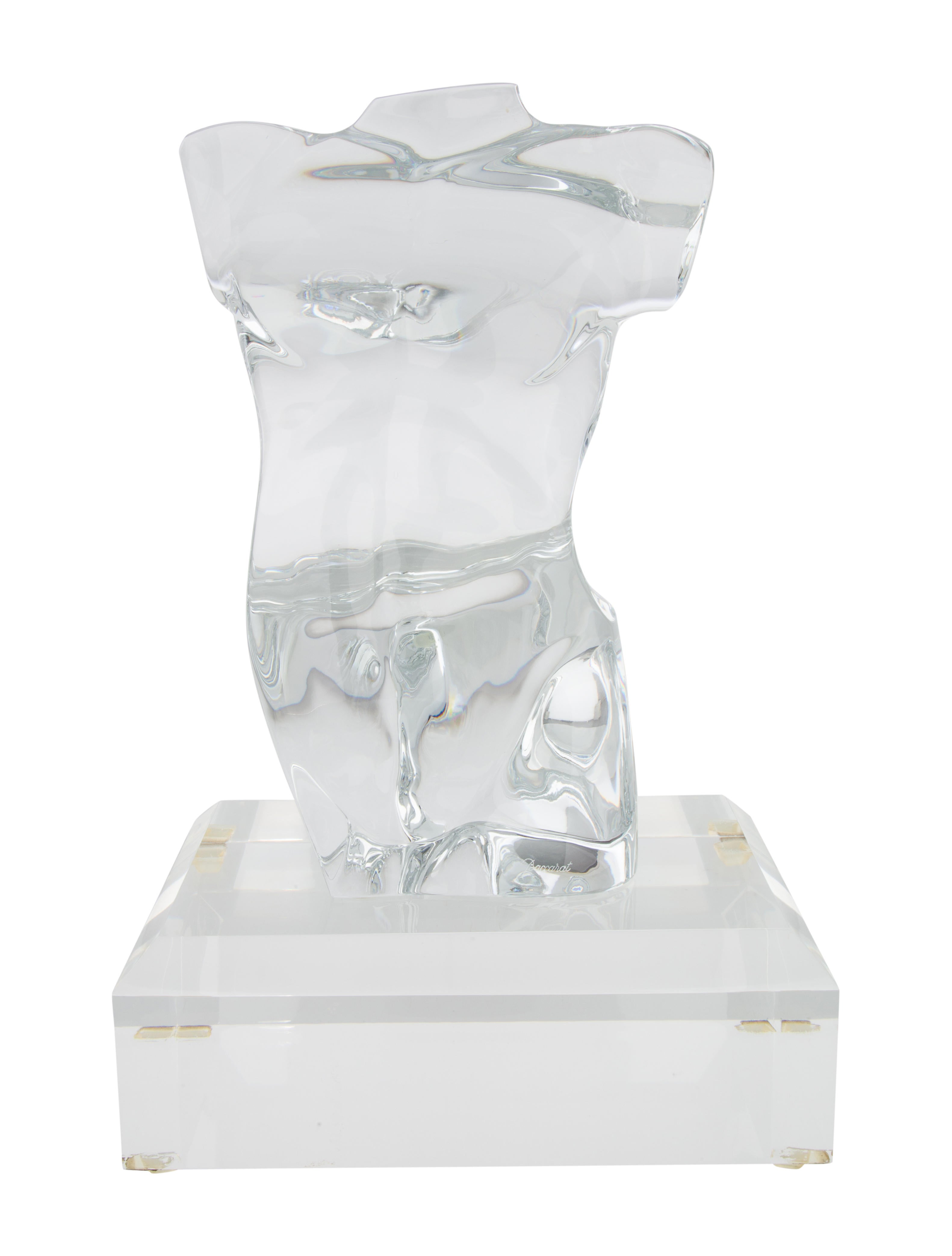 Baccarat Crystal Male Nude Torso with Base - Clear Decorative Accents ...