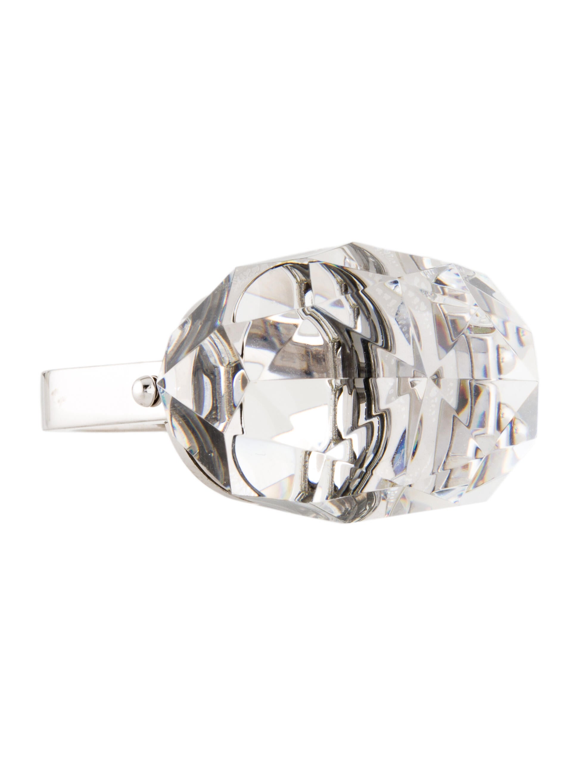Baccarat 18K Crystal De Carafe Square Cocktail Ring - Clear, 18K White ...