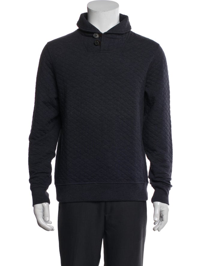 Billy Reid Mock Neck Long Sleeve Polo Sweater - Blue Sweaters, Clothing ...