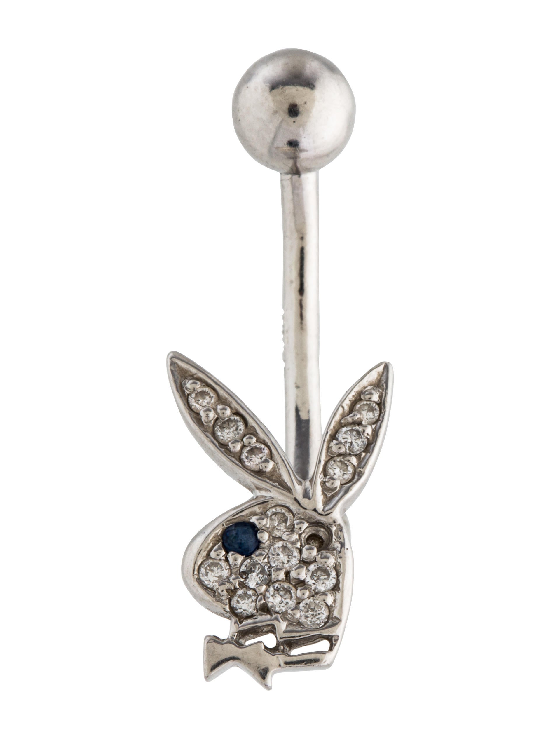 Body Jewelry Platinum Diamond & Sapphire Playboy Bunny Navel Ring ...