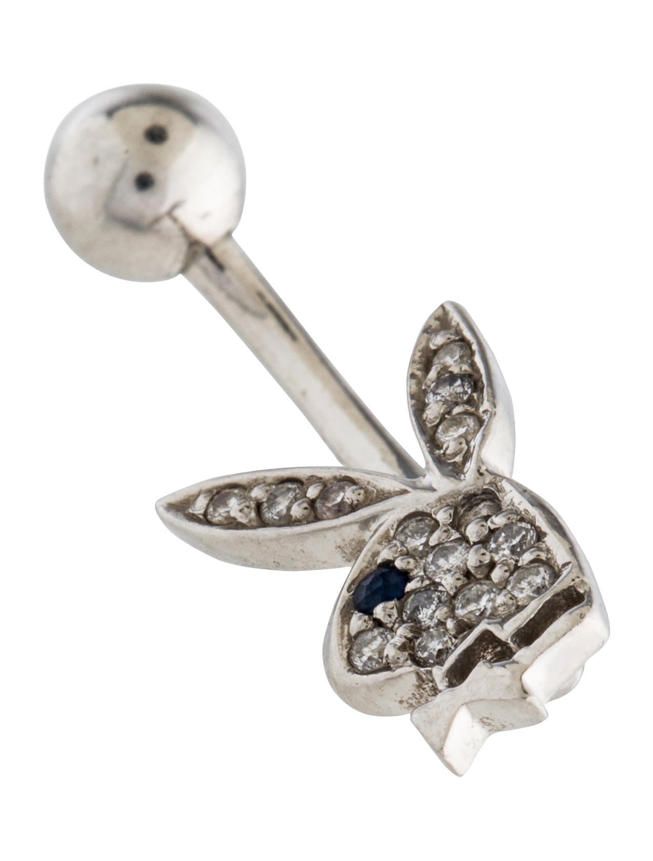 Body Jewelry Platinum Diamond & Sapphire Playboy Bunny Navel Ring ...