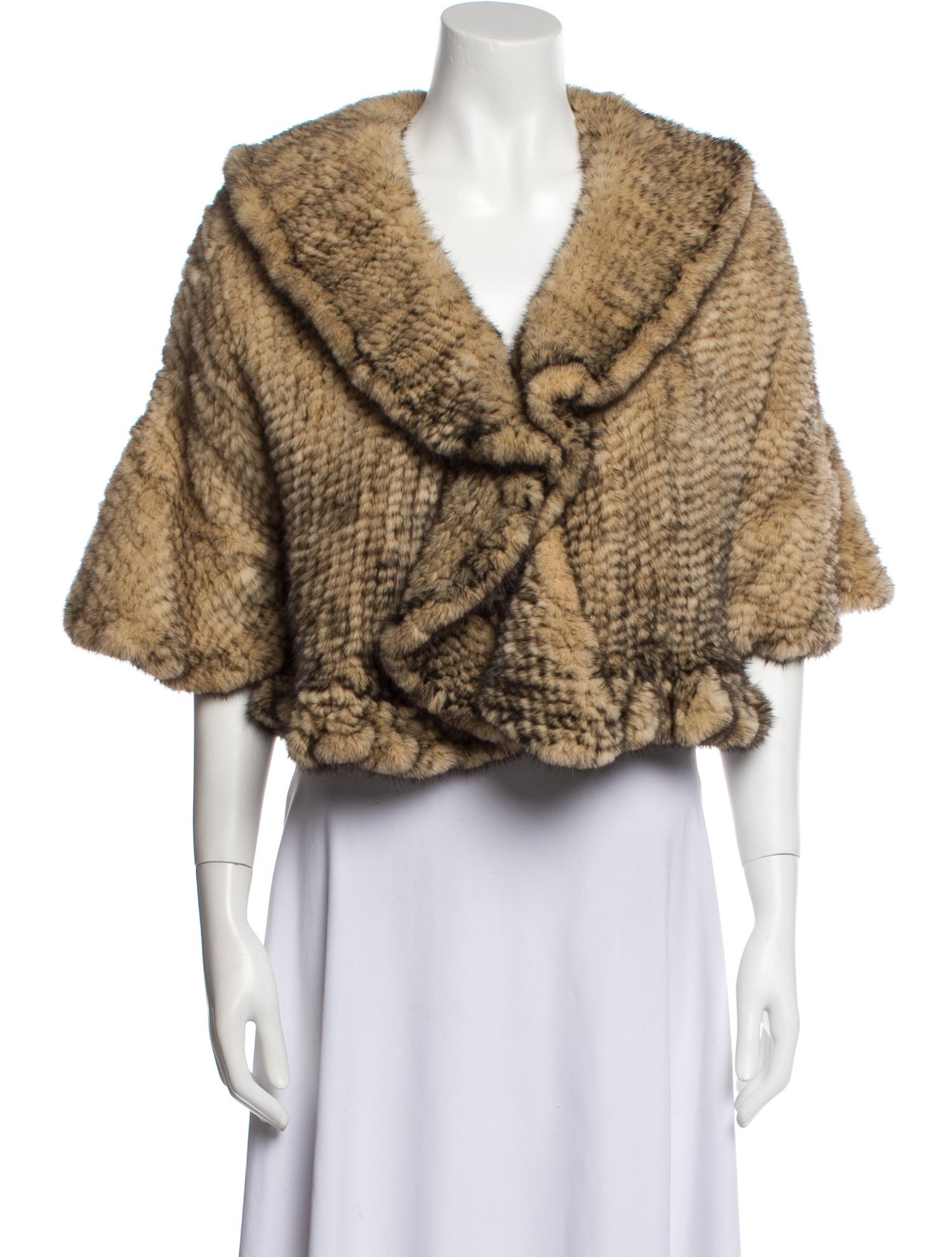 Belle Fare Mink Tweed Pattern Fur Jacket - Brown Jackets, Clothing ...