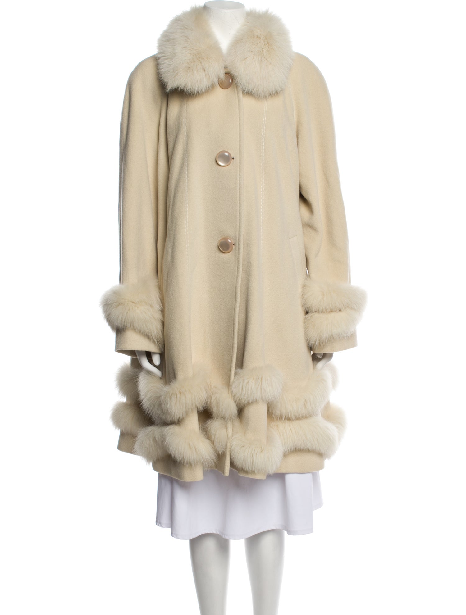 Belle Fare Angora Faux Fur Coat - Neutrals Coats, Clothing - BELLF21295 | The RealReal