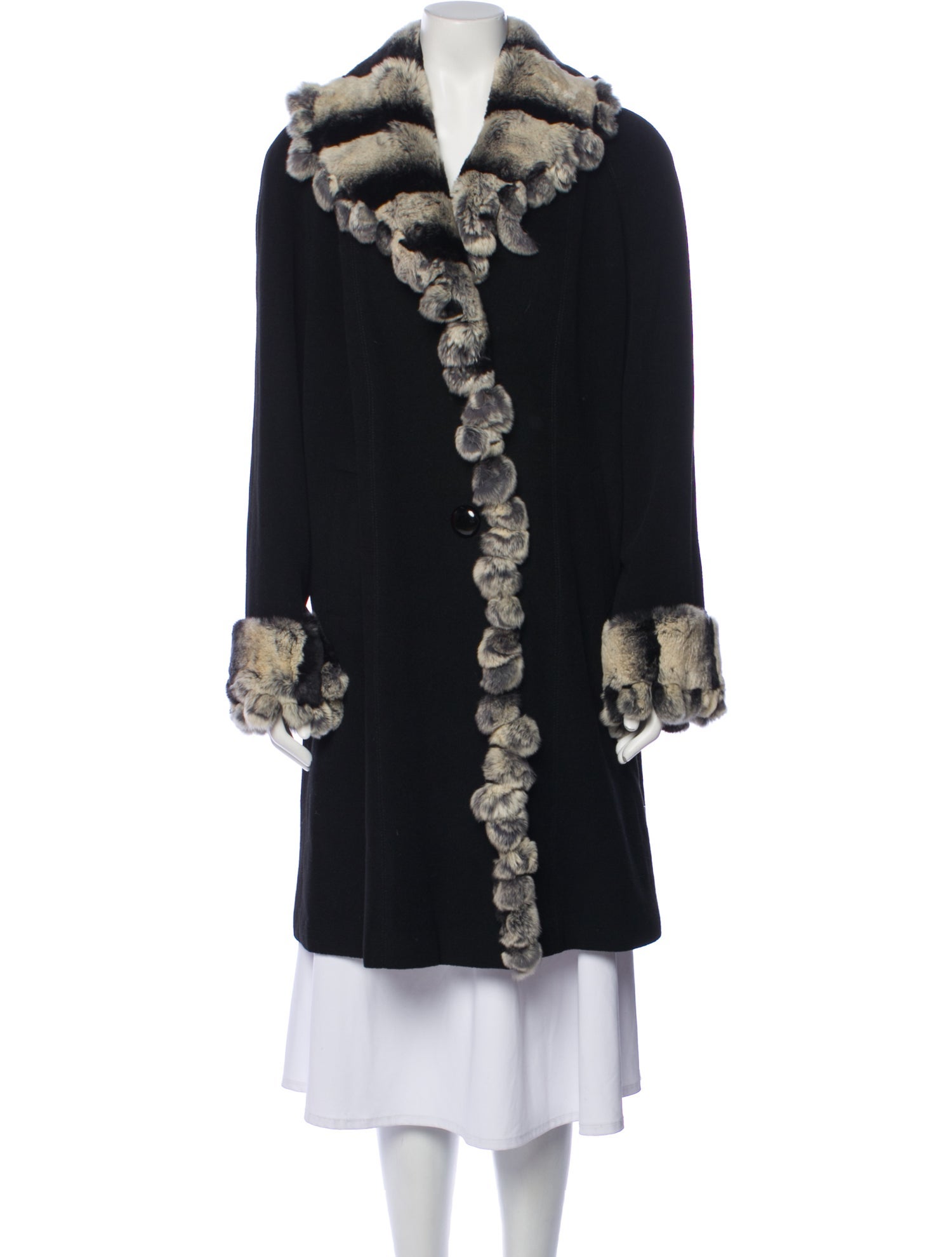 Belle Fare Angora Striped Faux Fur Coat - Grey Coats, Clothing ...