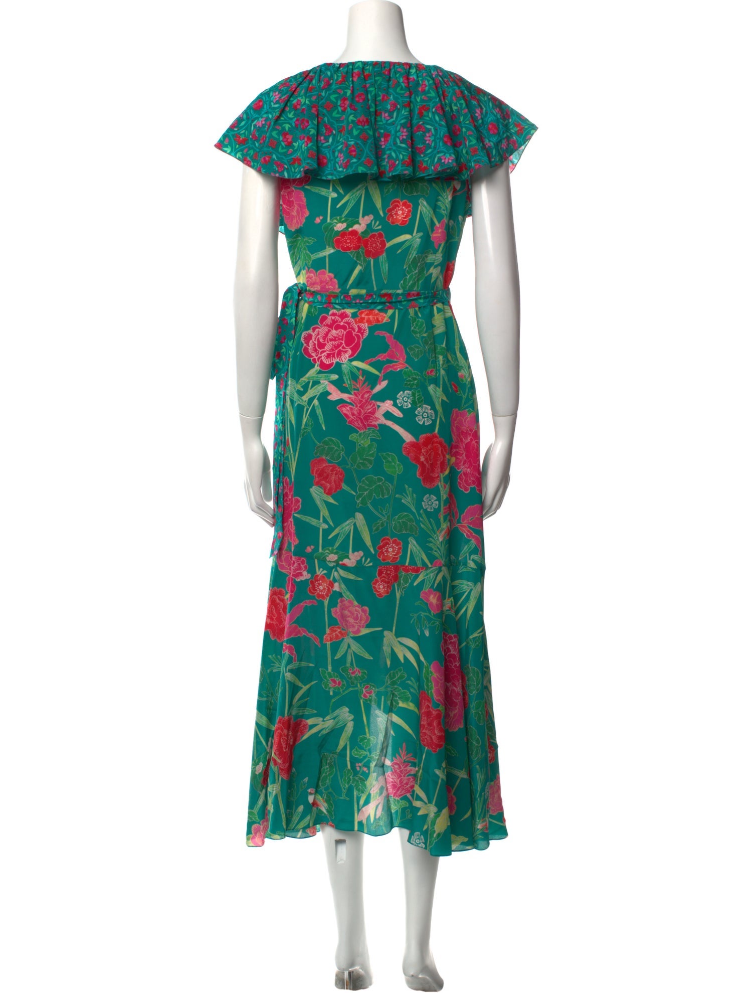 Beulah London Beulah Silk Long Dress - Green Dresses, Clothing ...