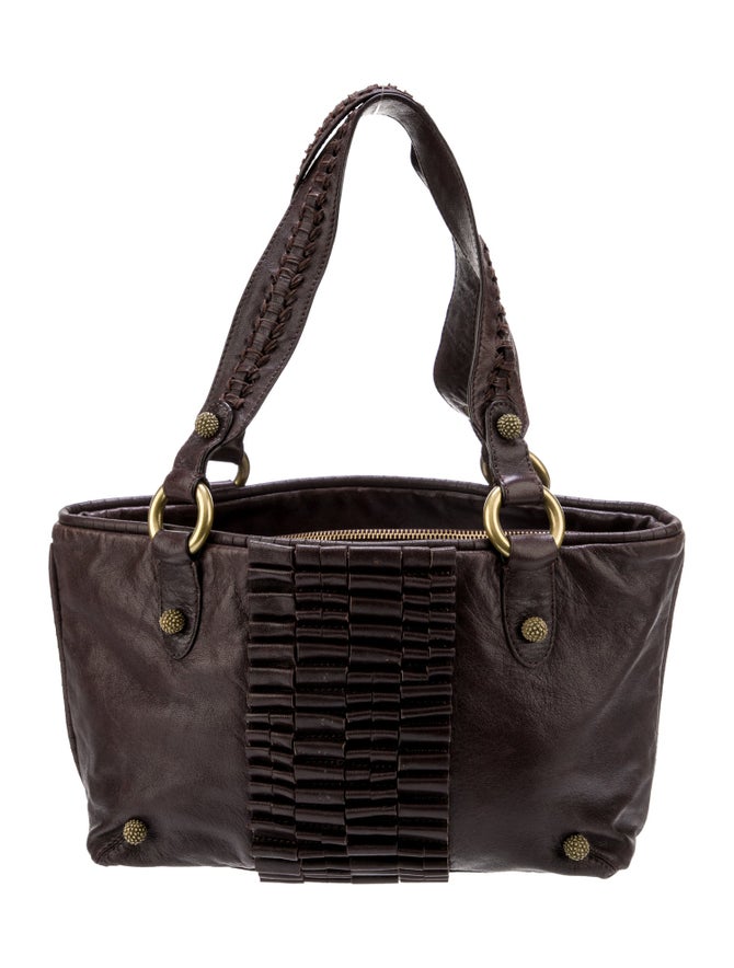 Bill Blass Leather Textured Shoulder Bag - Brown Shoulder Bags ...