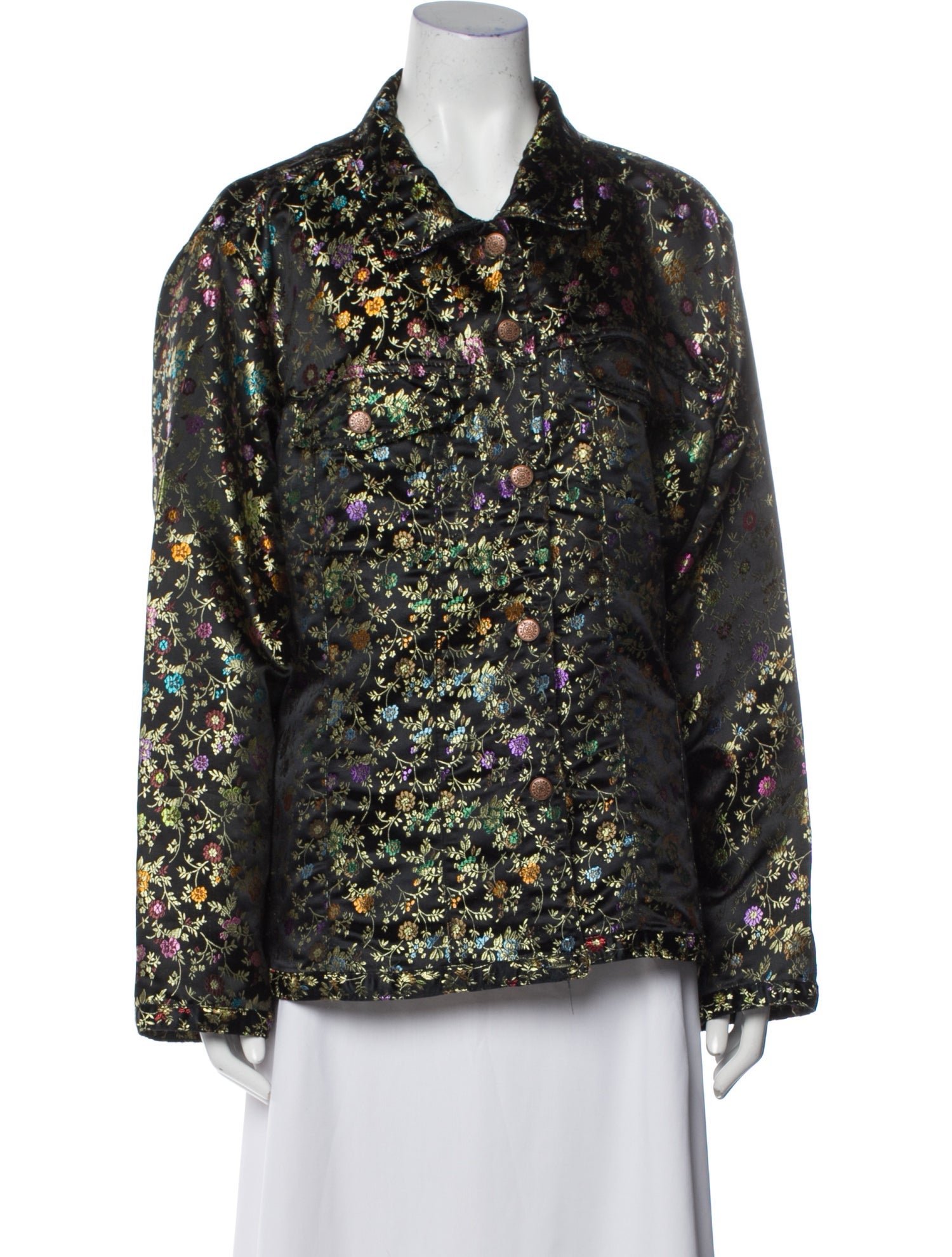Bill Blass Floral Print Jacket - Black Jackets, Clothing - BIL31295 | The RealReal