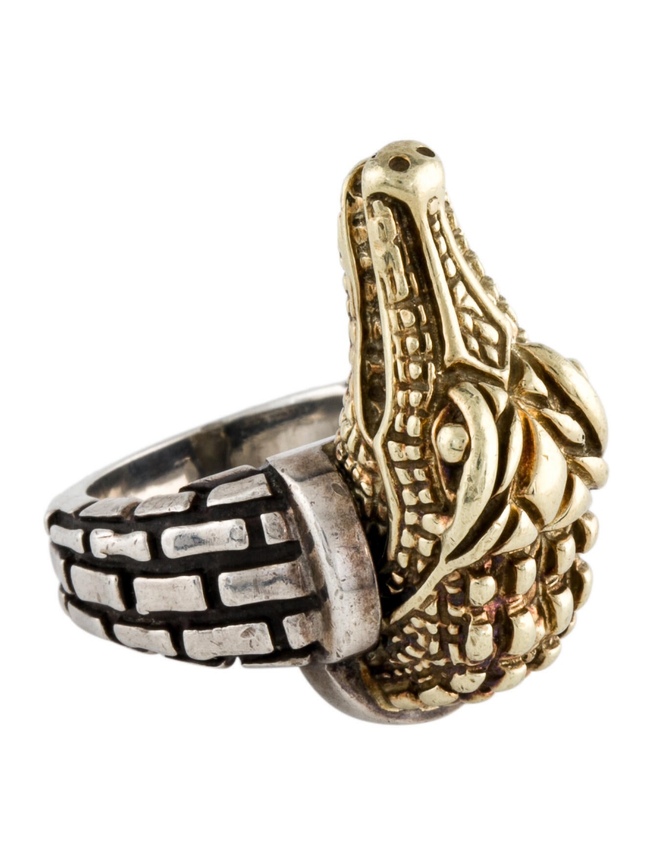 Kieselstein-Cord Alligator Cocktail Ring - 14K Yellow Gold Cocktail ...