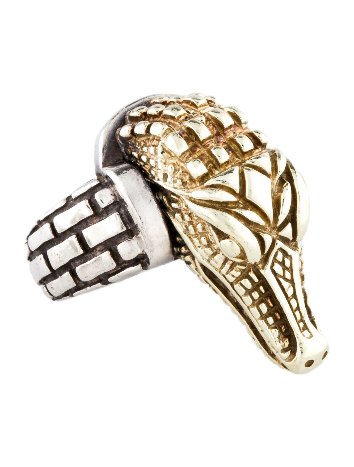 Kieselstein-Cord Two-Tone Alligator Head Cocktail Ring - 14K Yellow ...