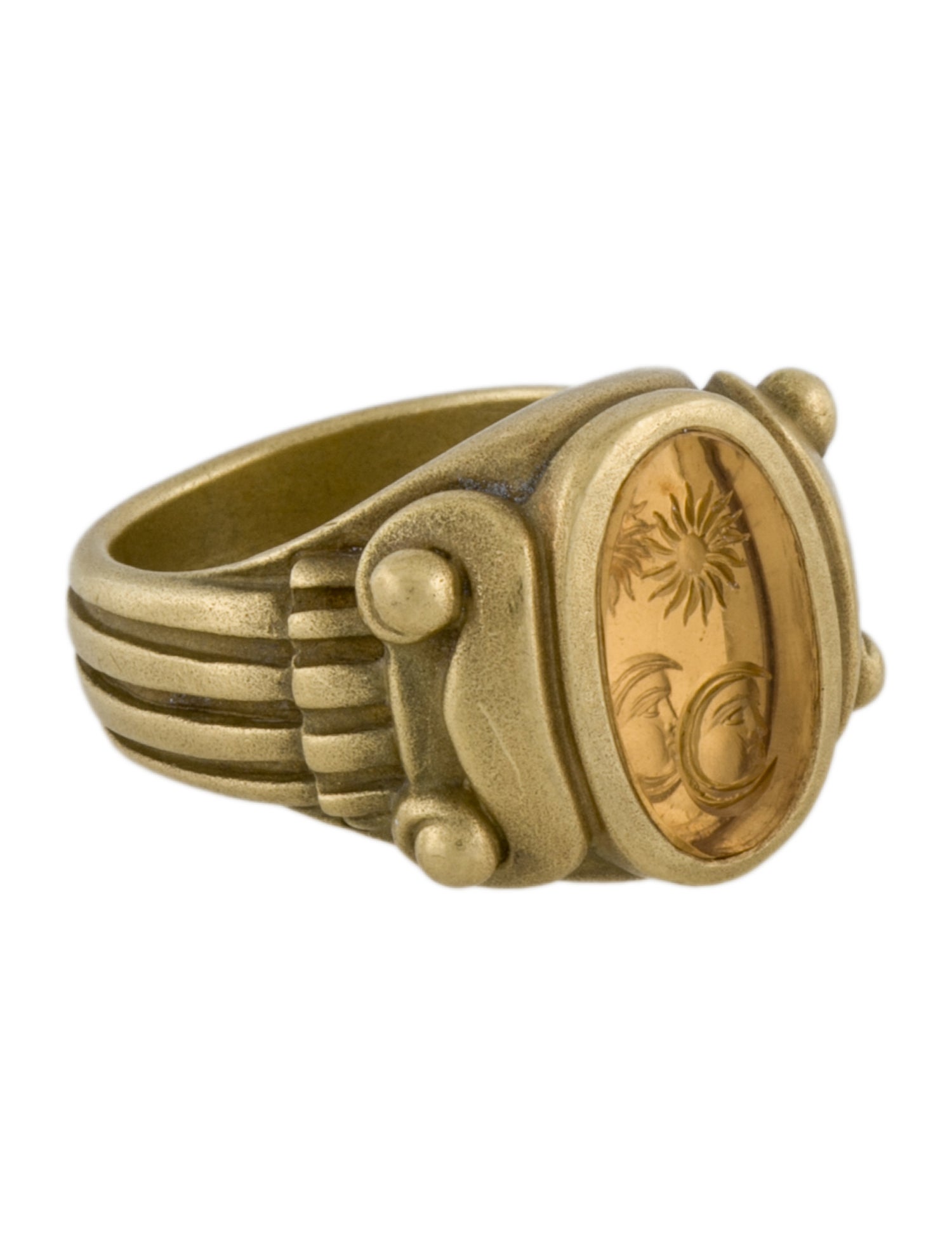 Kieselstein-Cord 18K Citrine Sun & Moon Intaglio Signet Ring - 18K ...