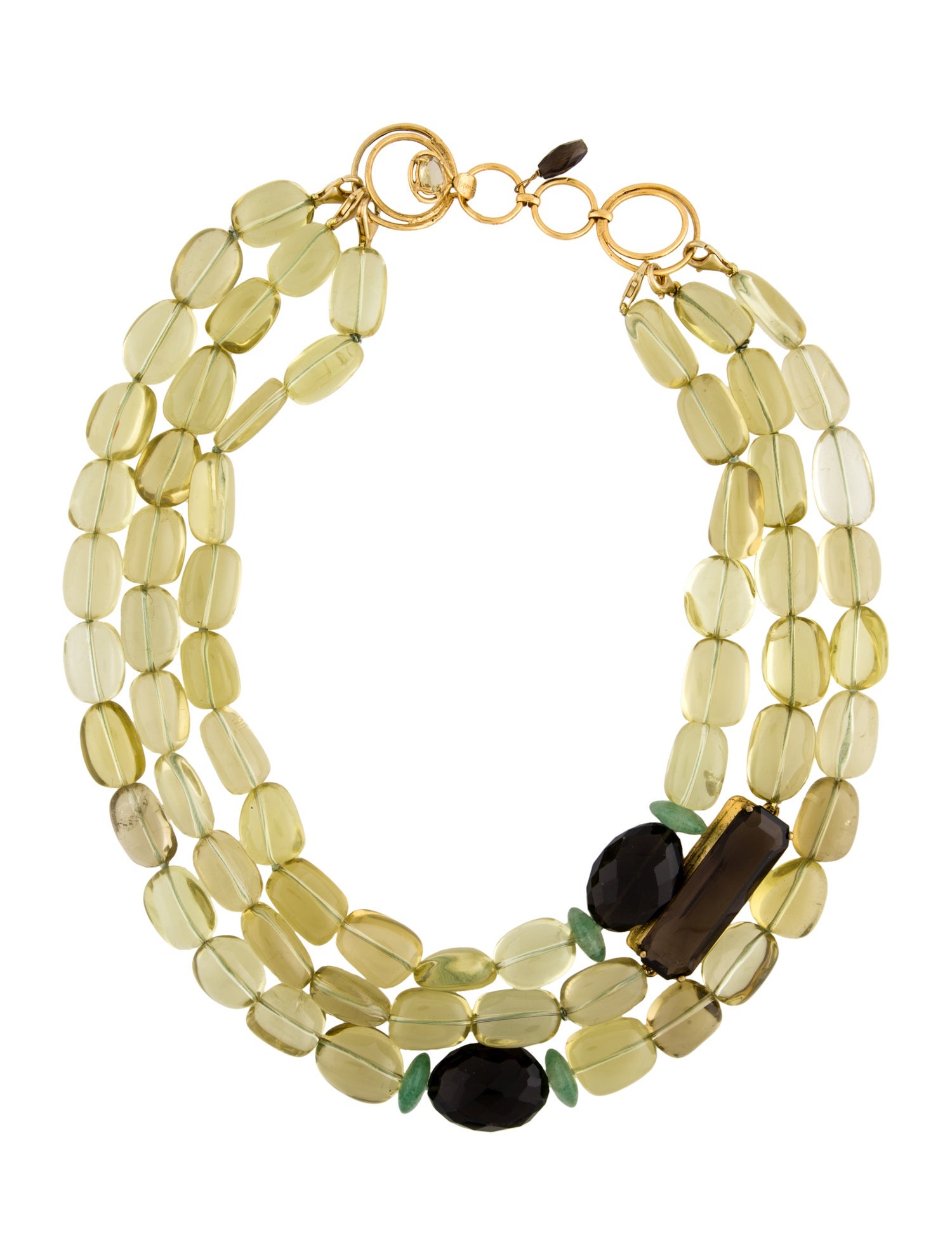 Bounkit Stone Bead Multistrand Necklace - Brown, 14K Yellow Gold-Plated Bead Strand, Necklaces ...