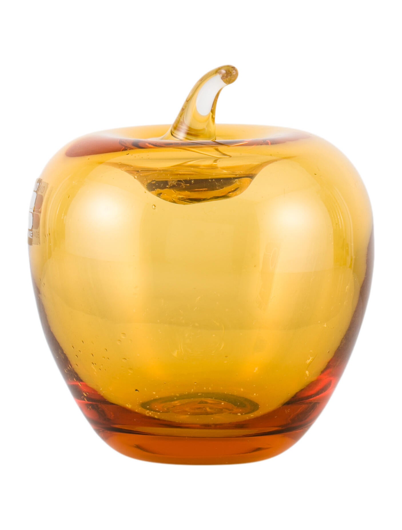 Blenko Amber Glass Apple Figurine - Yellow Decorative Accents, Decor ...