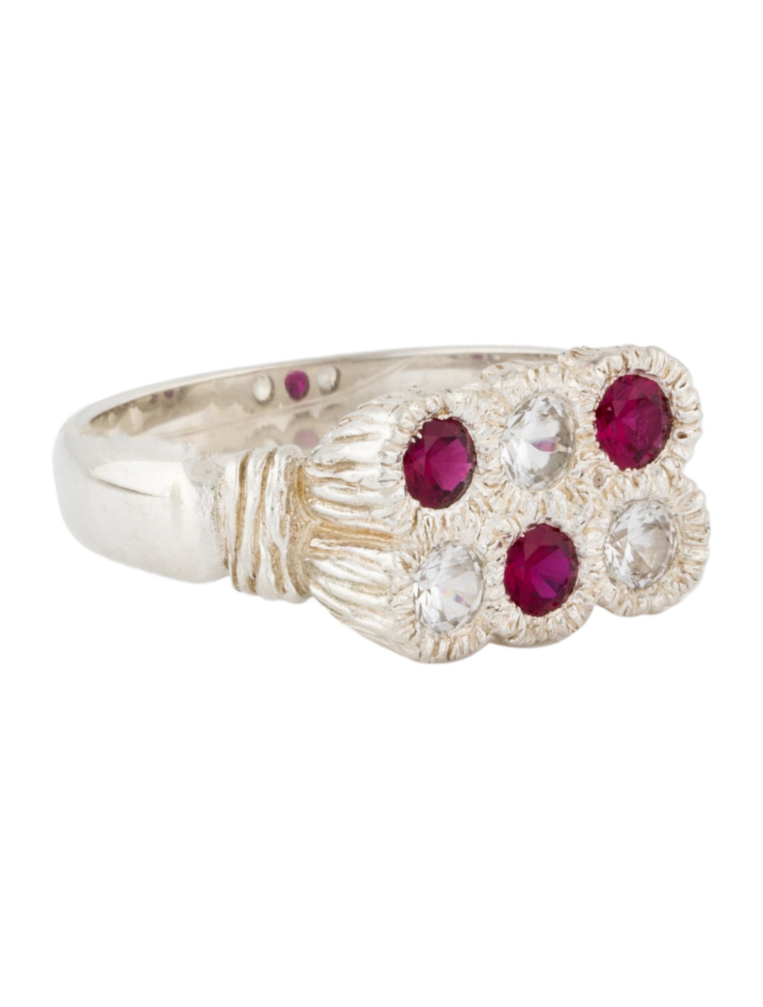 Bleue Burnham Synthetic Ruby & Synthetic Sapphire Cocktail Ring - 925 ...