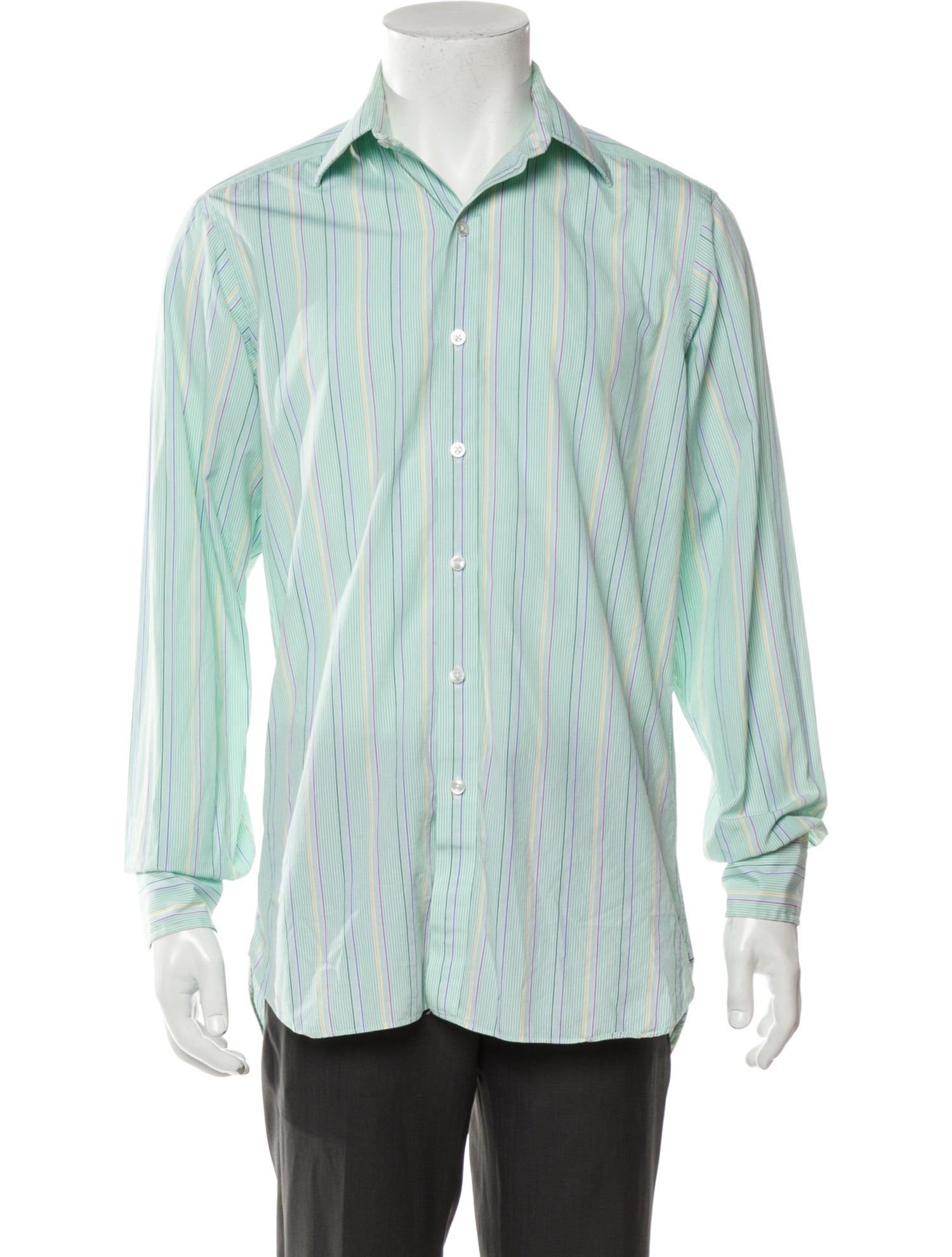 Turnbull & Asser Striped Long Sleeve Shirt - Green Casual Shirts ...