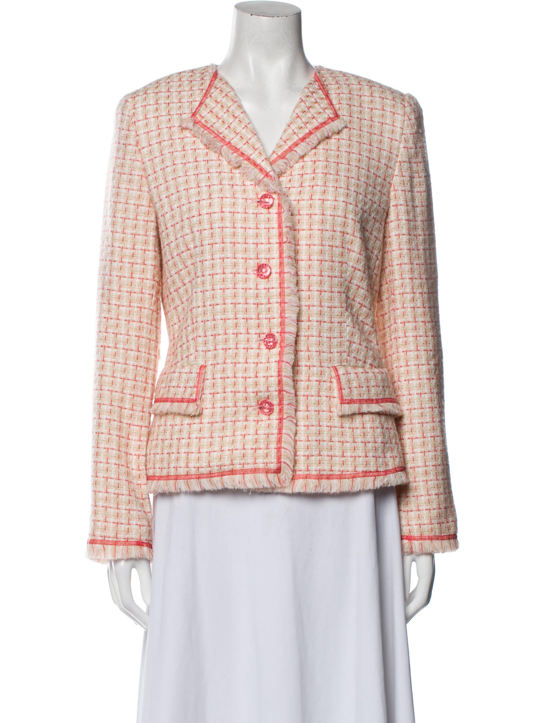 Bob Mackie Tweed Pattern Blazer - Pink Jackets, Clothing - BOBMA22795 ...