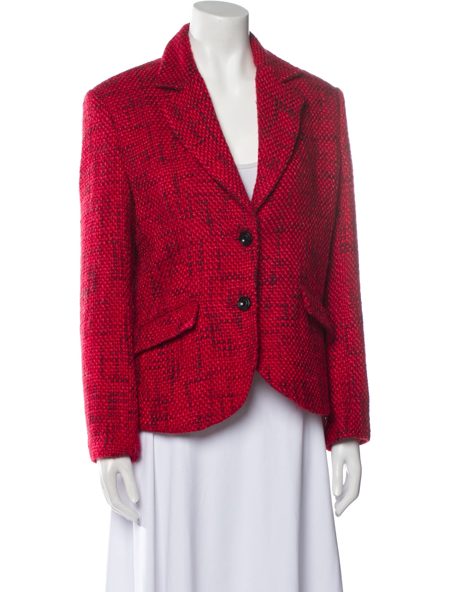 Bob Mackie Tweed Pattern Blazer - Red Jackets, Clothing - BOBMA24477 ...