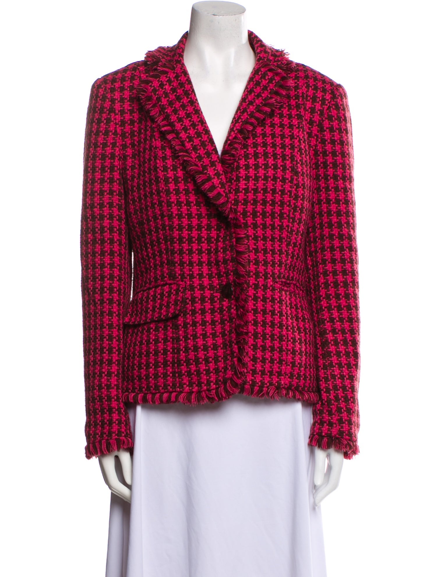 Bob Mackie Tweed Plaid Print Blazer - Brown Jackets, Clothing ...