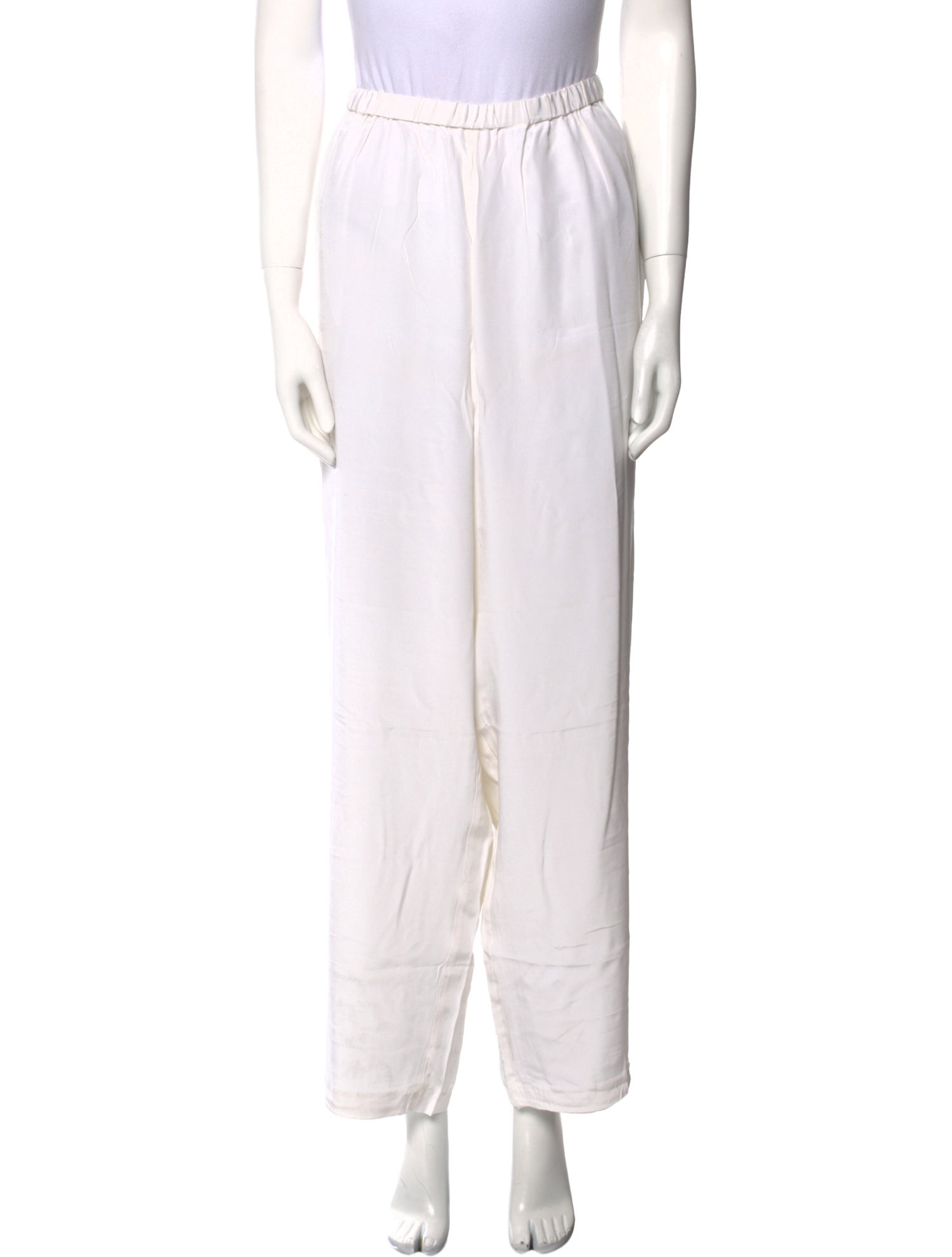 Bob Mackie Silk Wide Leg Pants w/ Tags - White, 12.25" Rise Pants ...