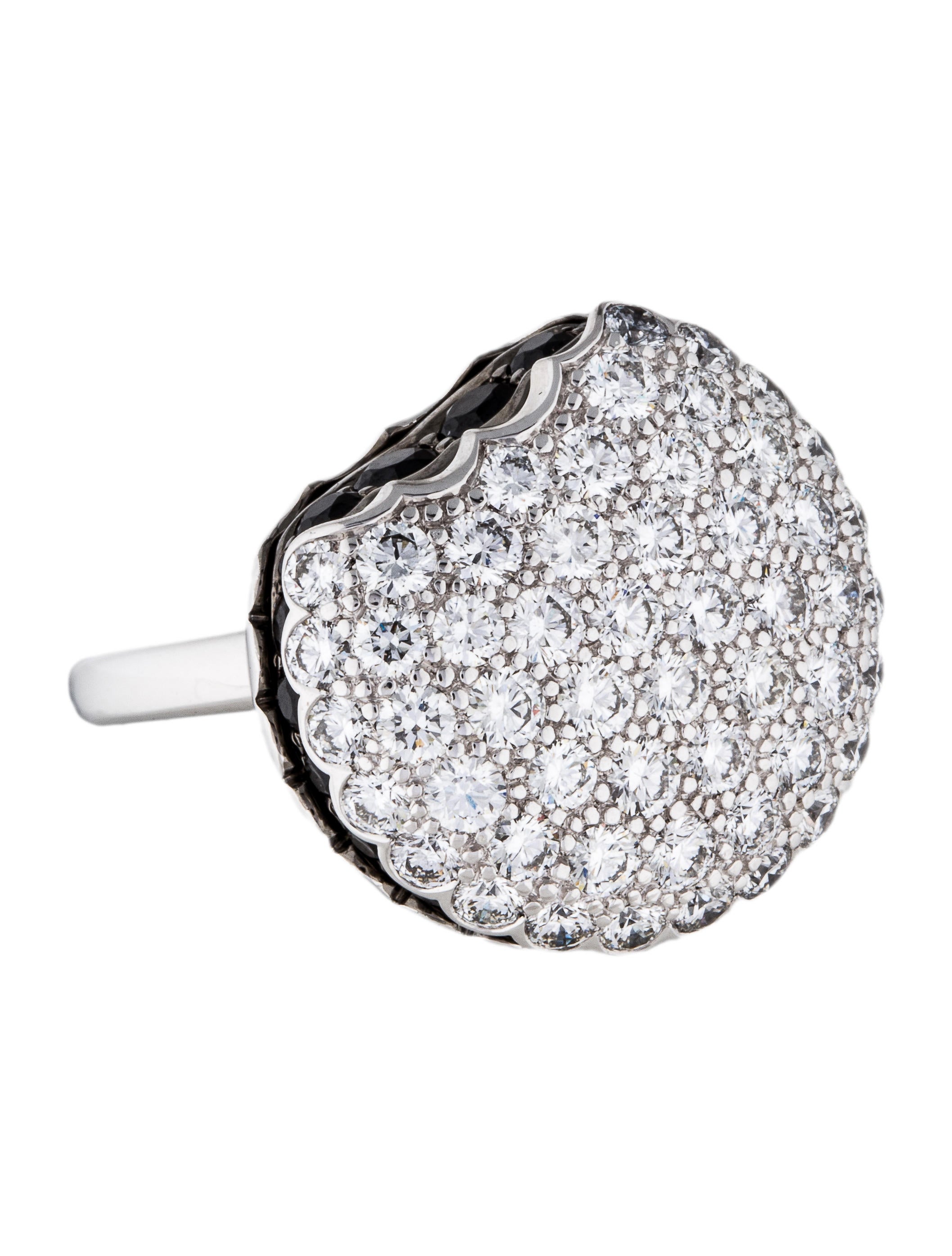 Boucheron Tentation Macaron Diamond Ring - 18K White Gold Cocktail Ring ...