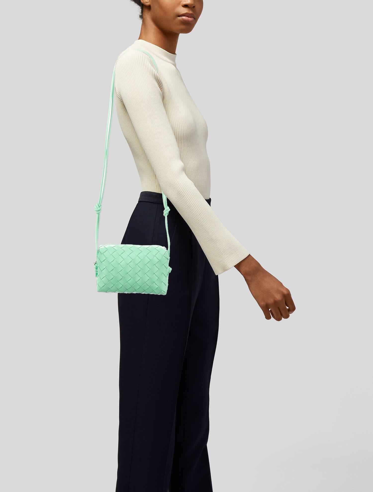 Bottega Veneta Intrecciato Mini Loop Crossbody Bag - Green Crossbody ...