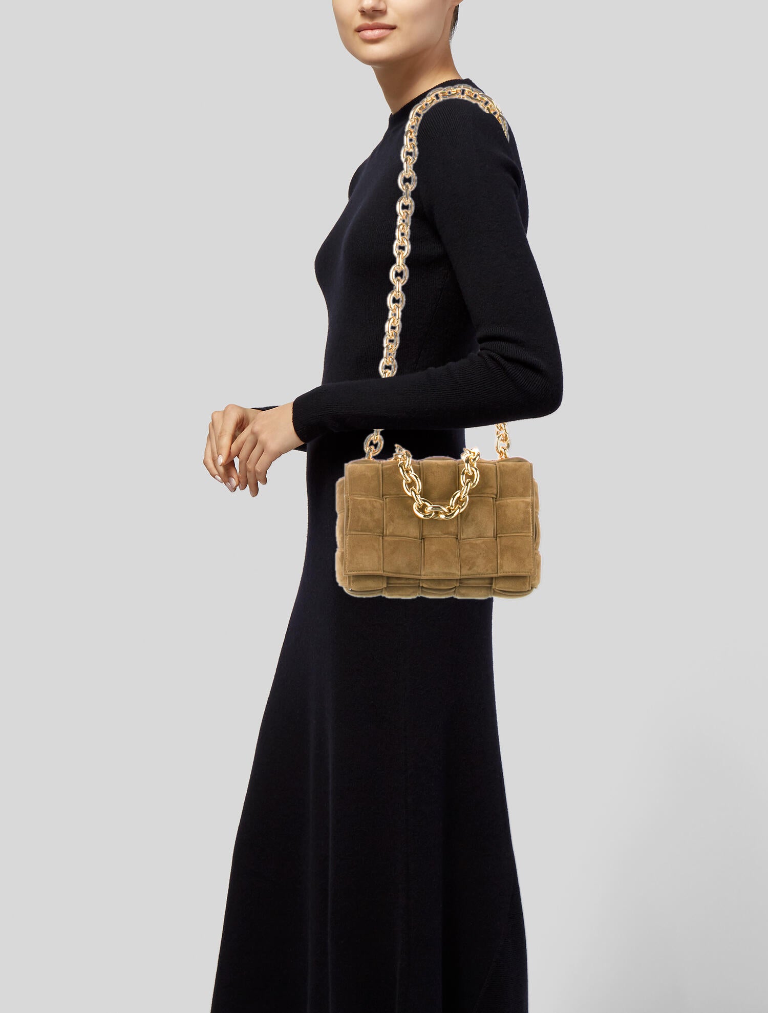 Bottega Veneta Suede Padded Cassette Chain Bag - Brown Shoulder Bags ...