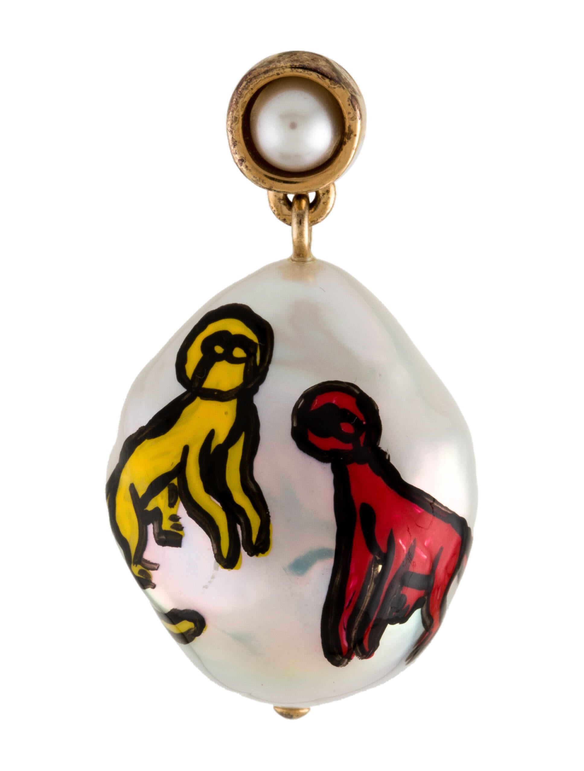 Bottega Veneta Monkey Pearl Drop Earring - 18K Yellow Gold-Plated Drop ...
